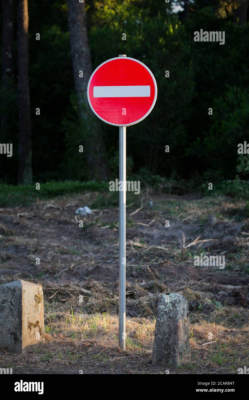 Traffic signal in a public garden. Prohibited sign Stock Photo - Alamy
