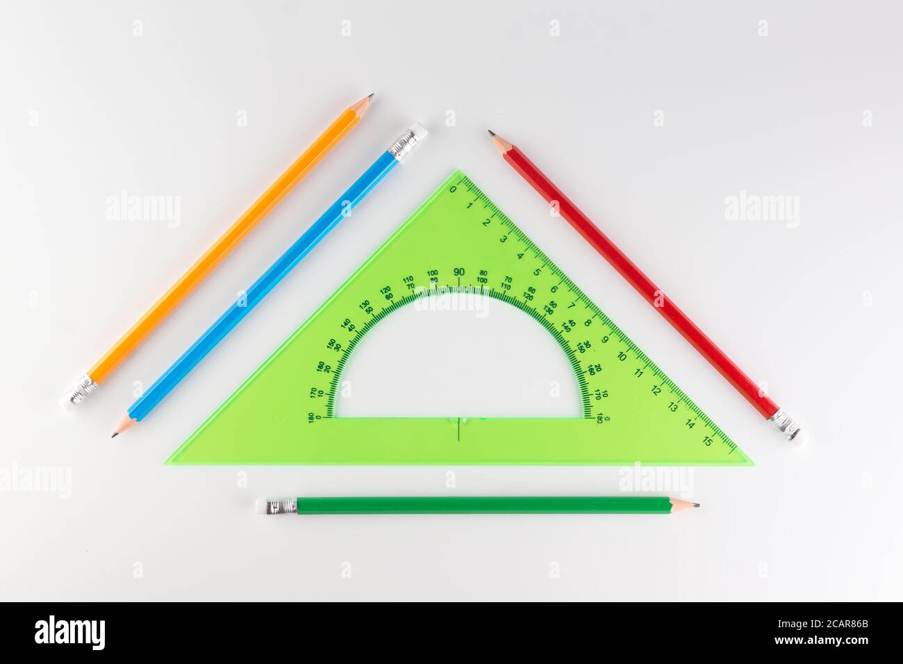 triangular ruler for studying at school isolated on a white background ...