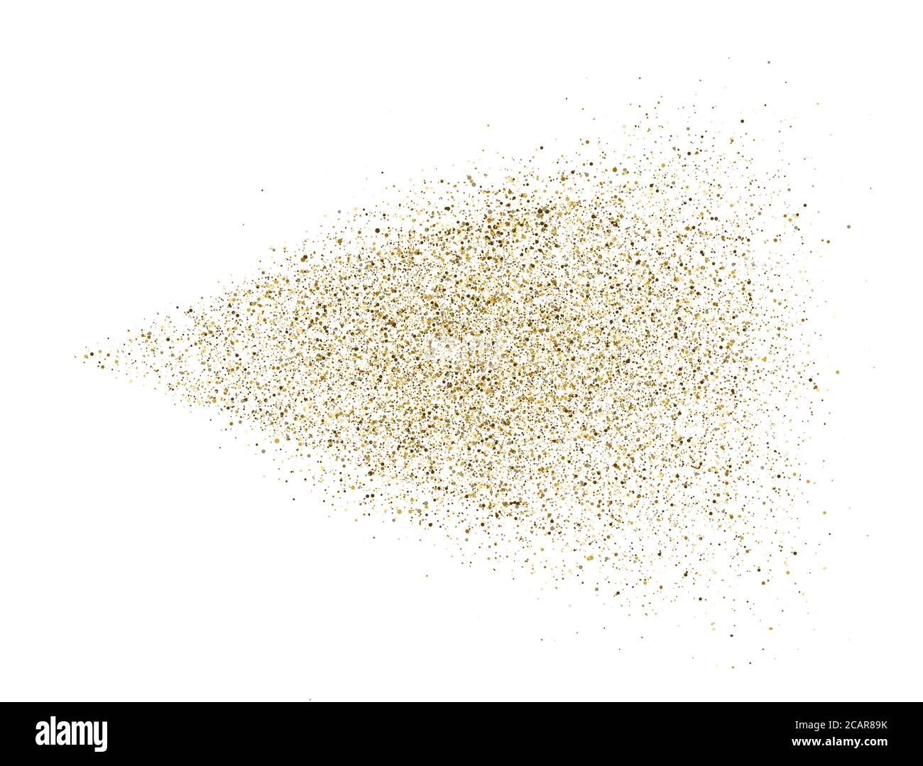 Gold glitter spray on white background. Glowing drops in motion. Golden ...