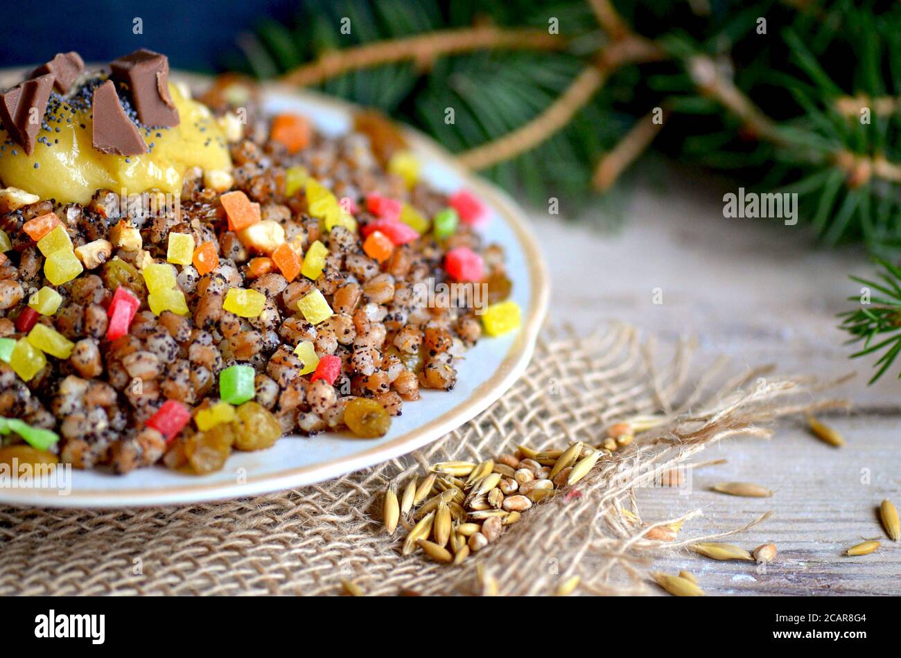 Ingredients for traditional kutia. Table with traditional ukrainian ...
