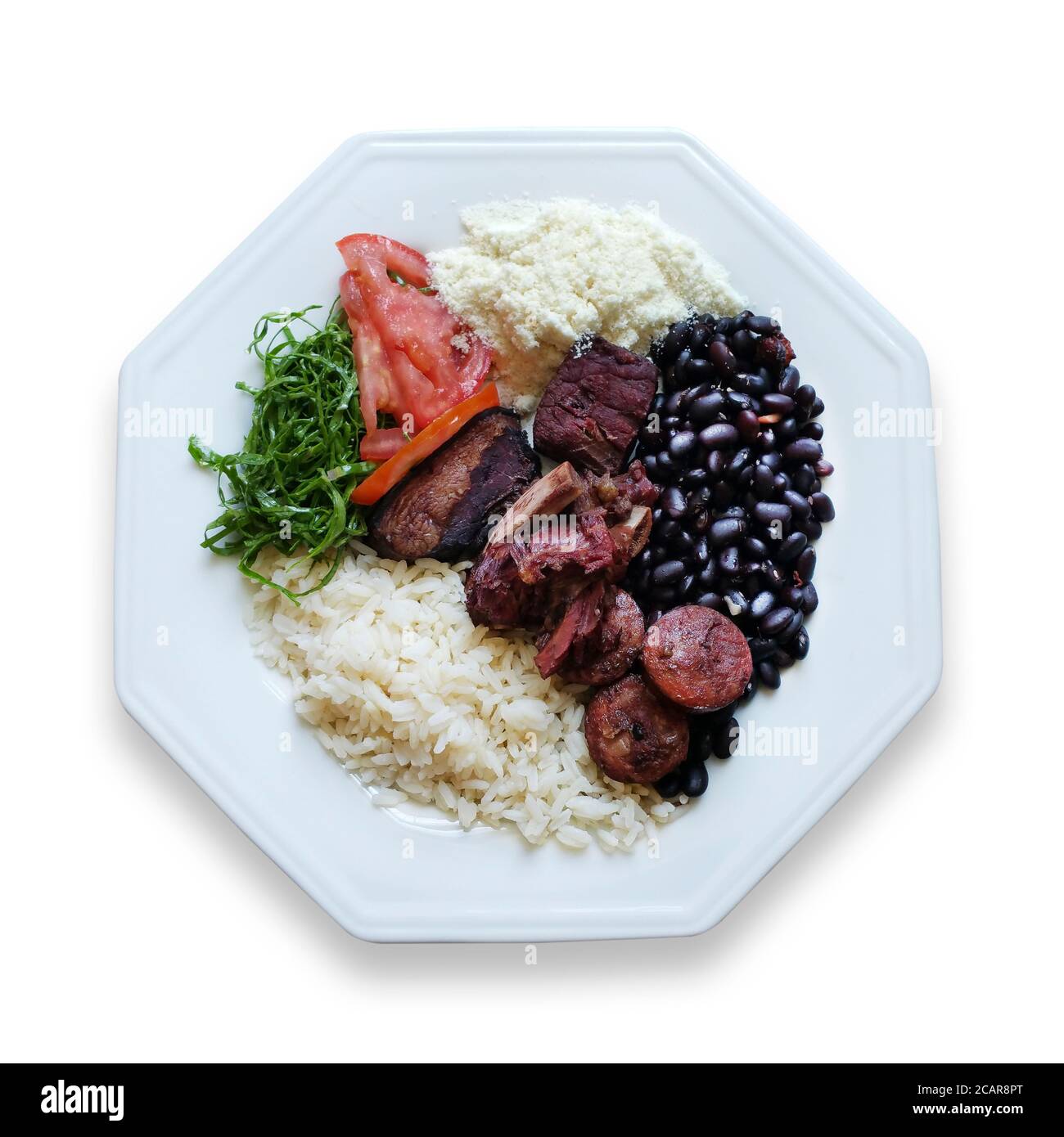 Feijoada. Traditional Brazilian food. Food plate isolated on white ...