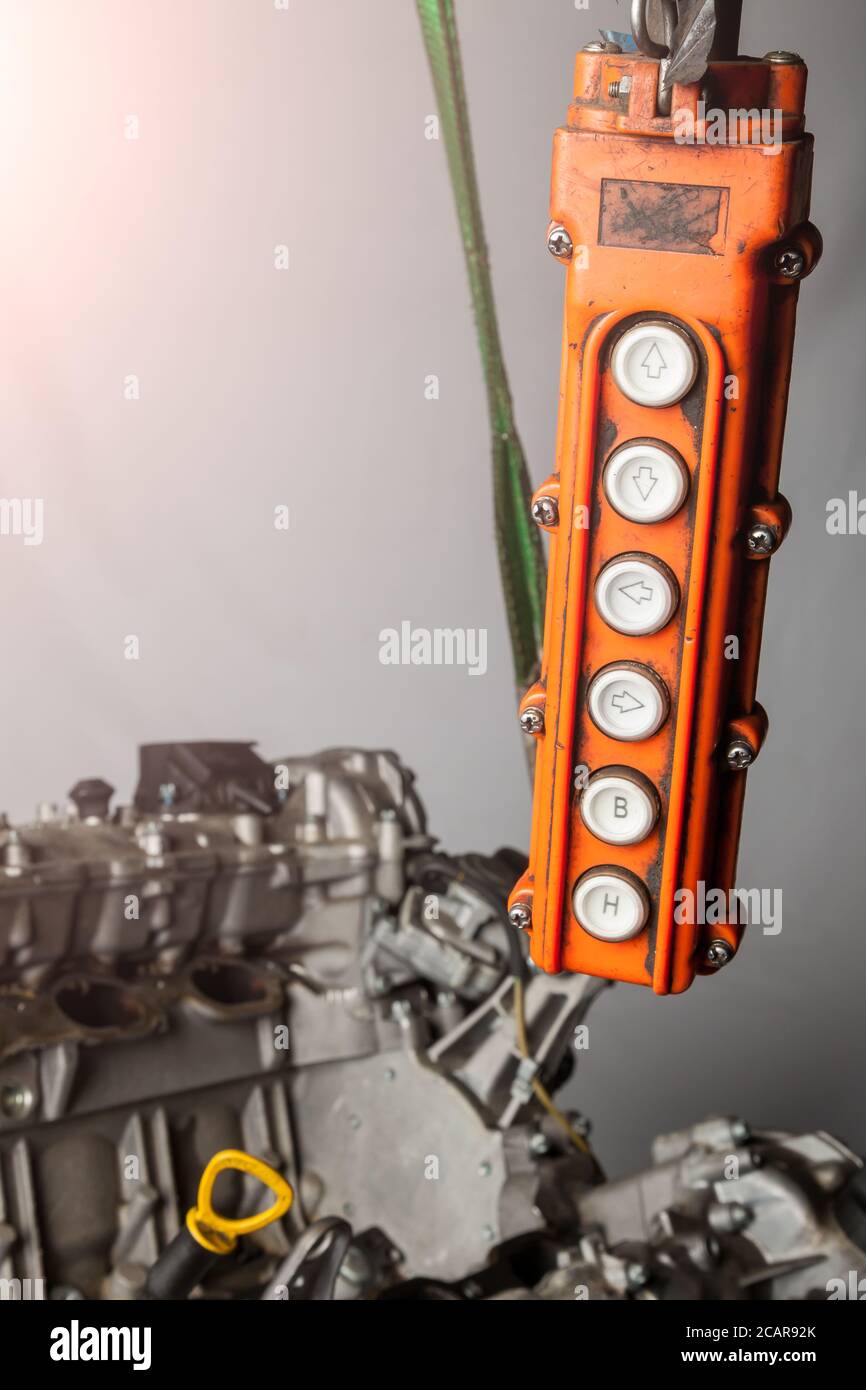 Orange control panel for a crane in an in-booster production or in a ...