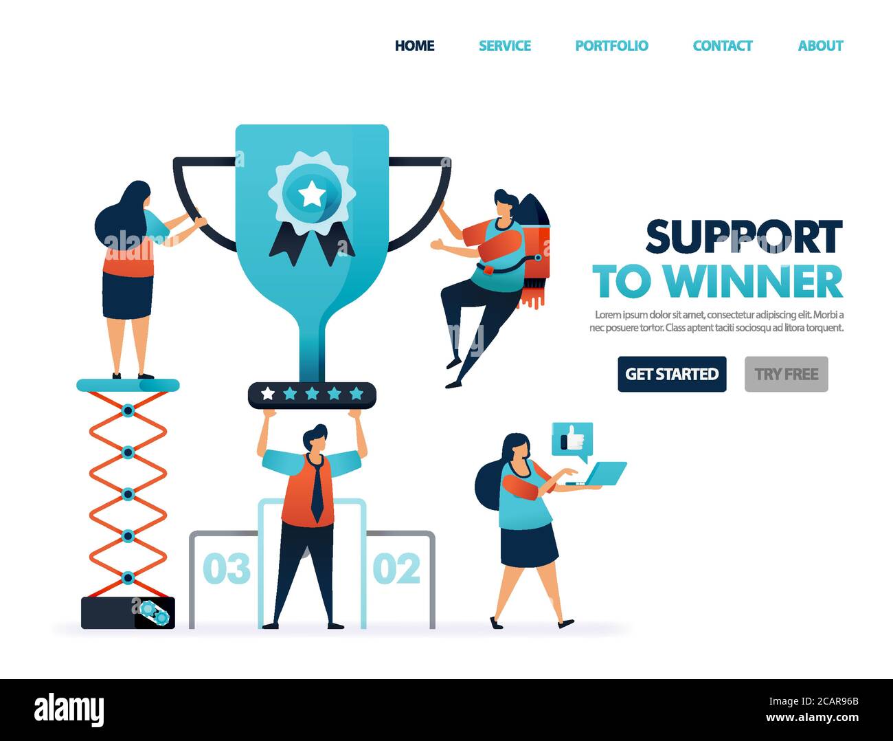 Support to winner to get award and prize. Trophy and certificate for ...