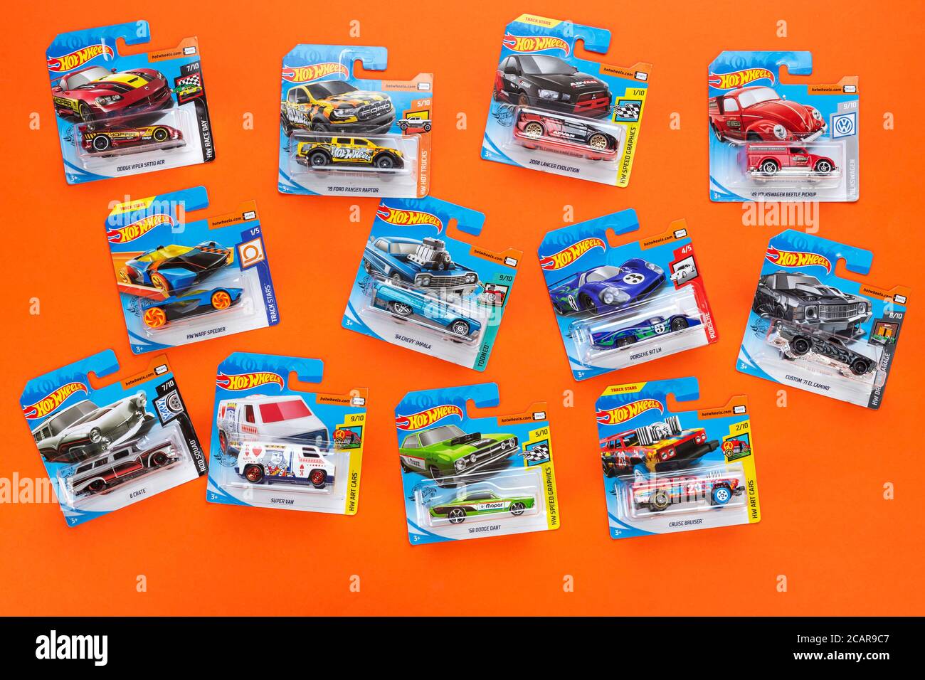 Ukraine, Kyiv - February 28. 2020: The group of colorful toy car ...