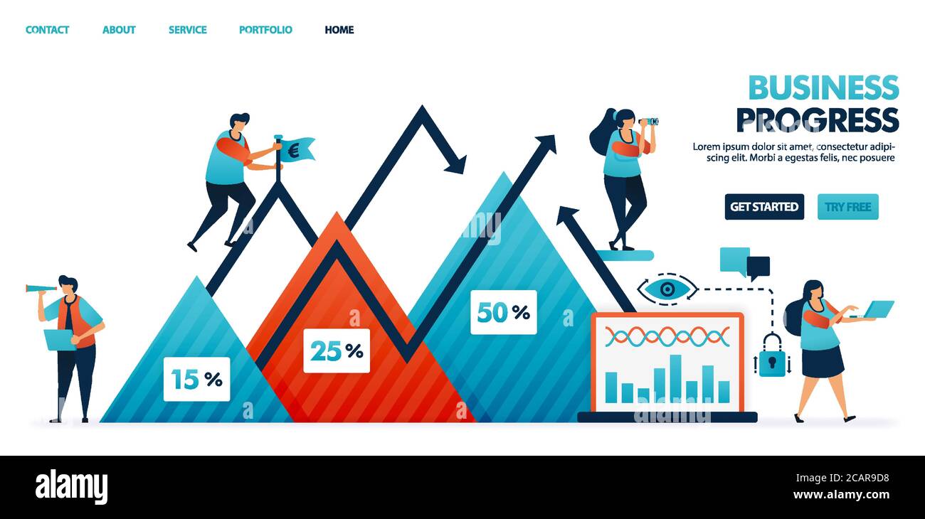 Step of progress in business and corporate strategy plan report. Chart ...