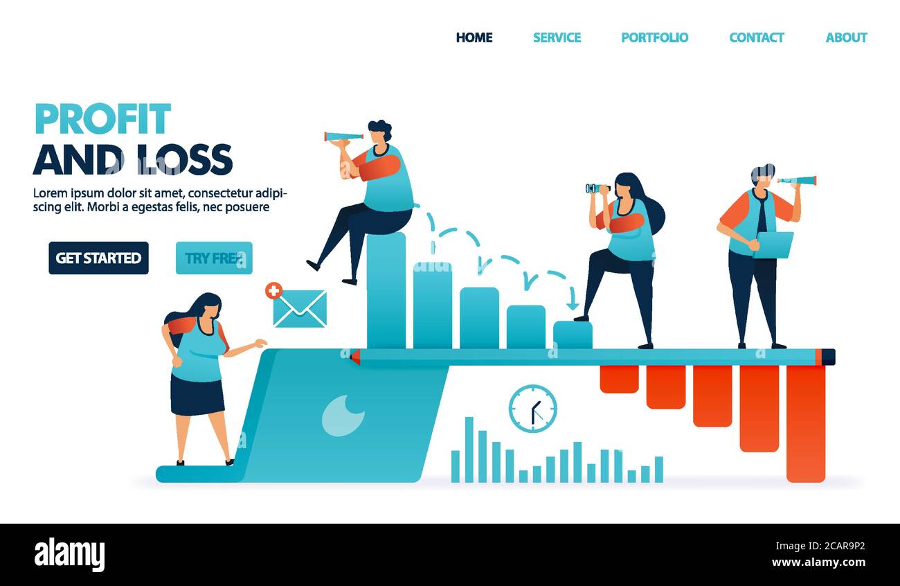 Profit and loss in running a business. Company performance report. Risk ...