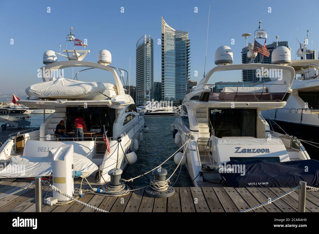 LEBANON, Beirut, yachts at Zaitunay bay at mediterranean sea, yachts of ...