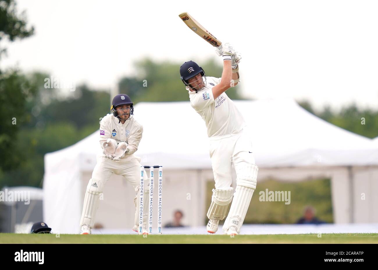 Middlesex's Tom Helm in action during day one of The Bob Willis Trophy ...