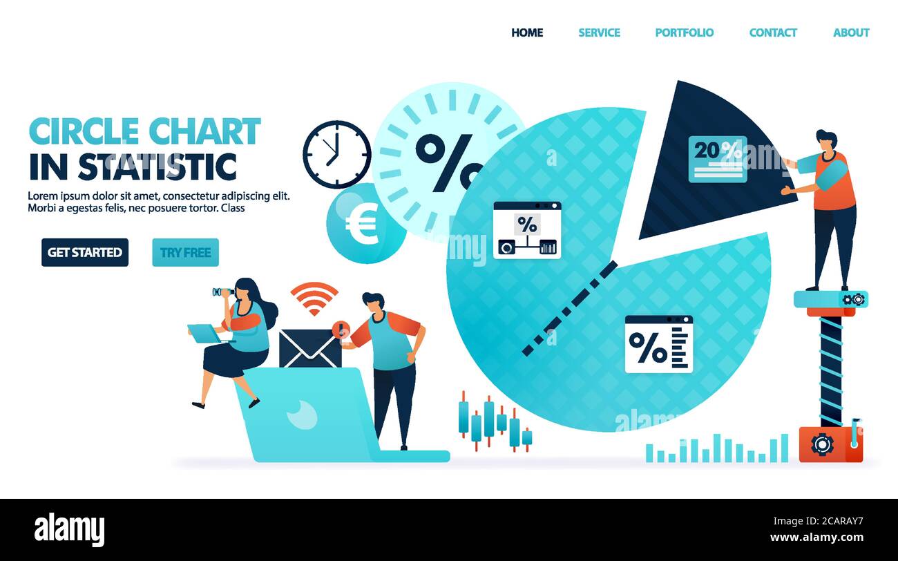 Circle or pie chart for statistics, analysis, marketing planning ...