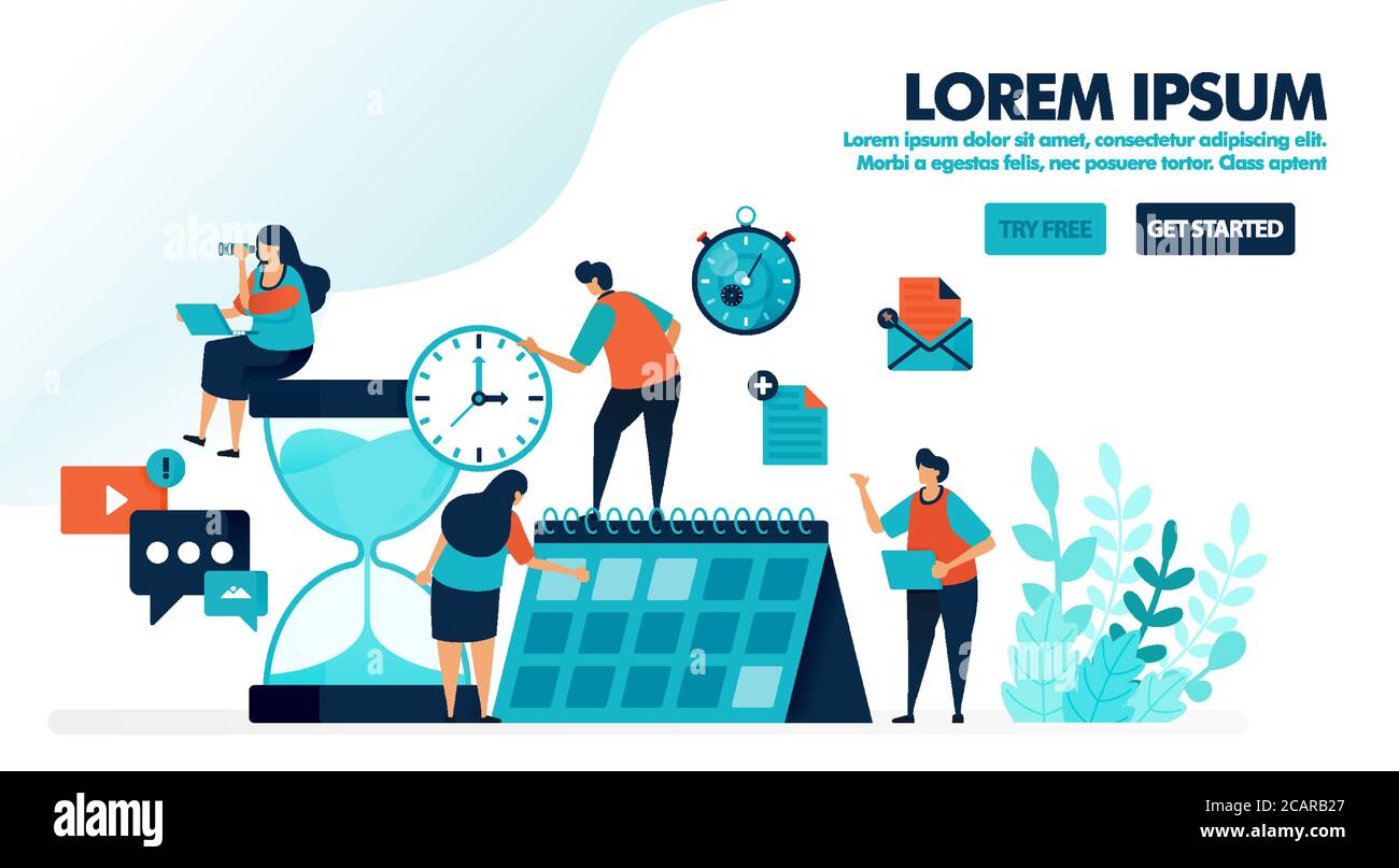 Organize schedules and plans on the calendar. Giant hourglass with ...