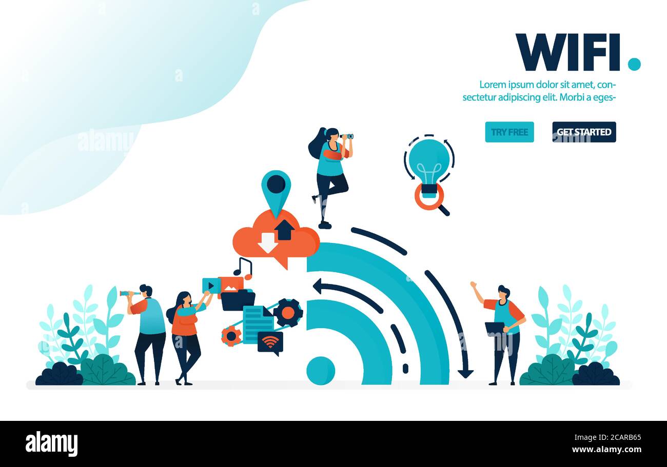 Vector illustration internet and wifi. People use wifi to activities ...