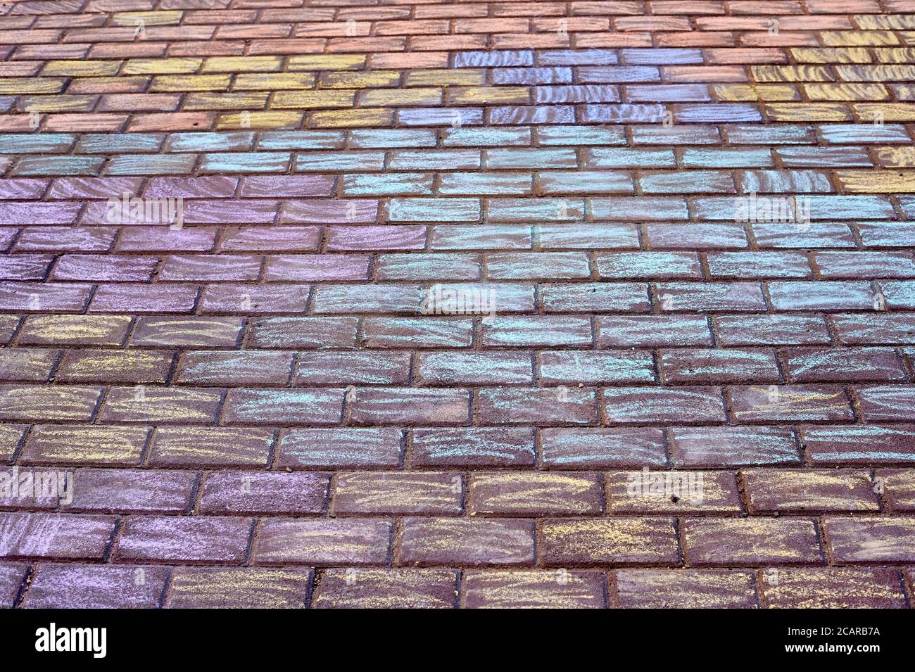 close-up tile painted in rainbow colors from above horizontally Stock ...