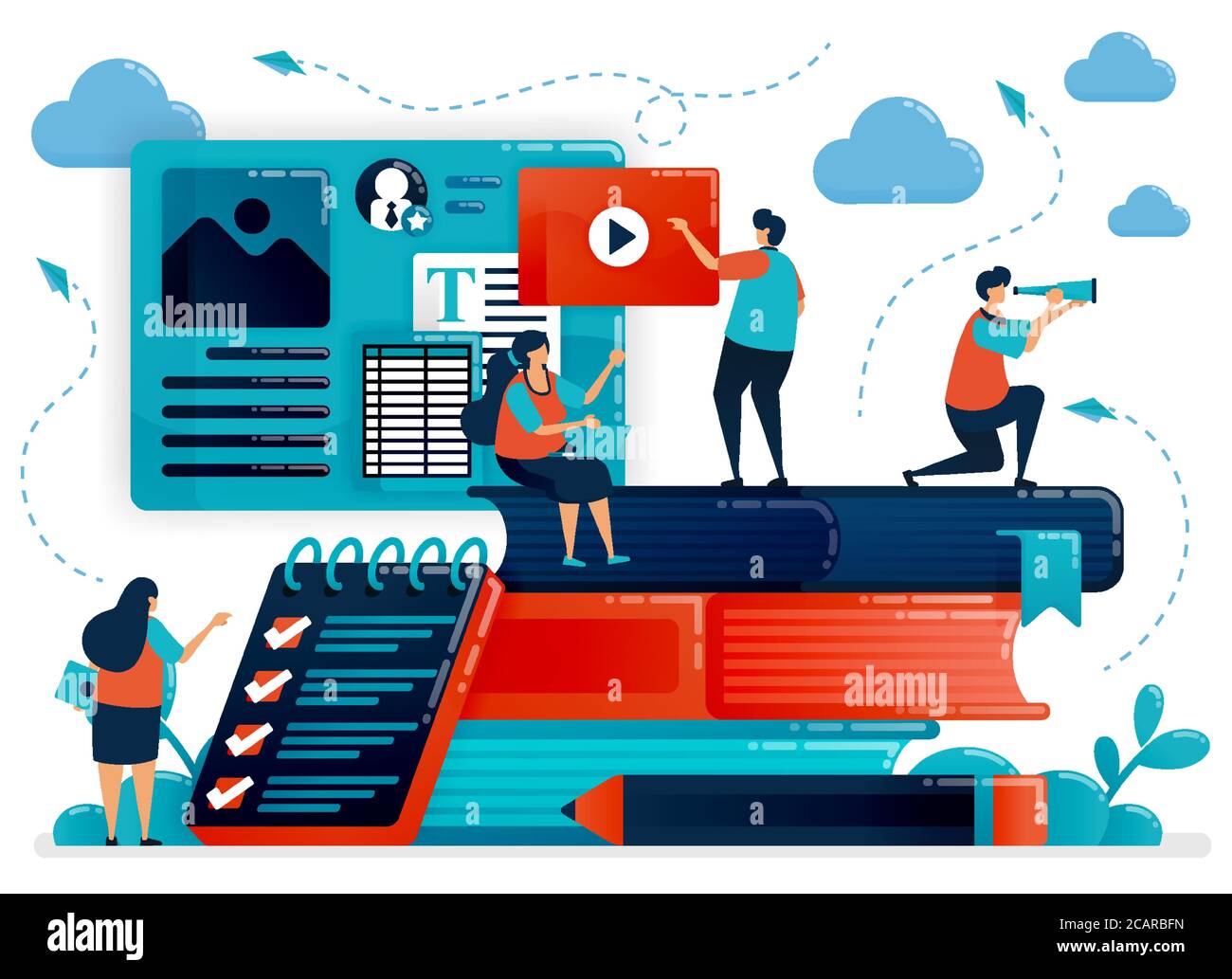 Distance learning with e-learning. Modern education, digital courses ...