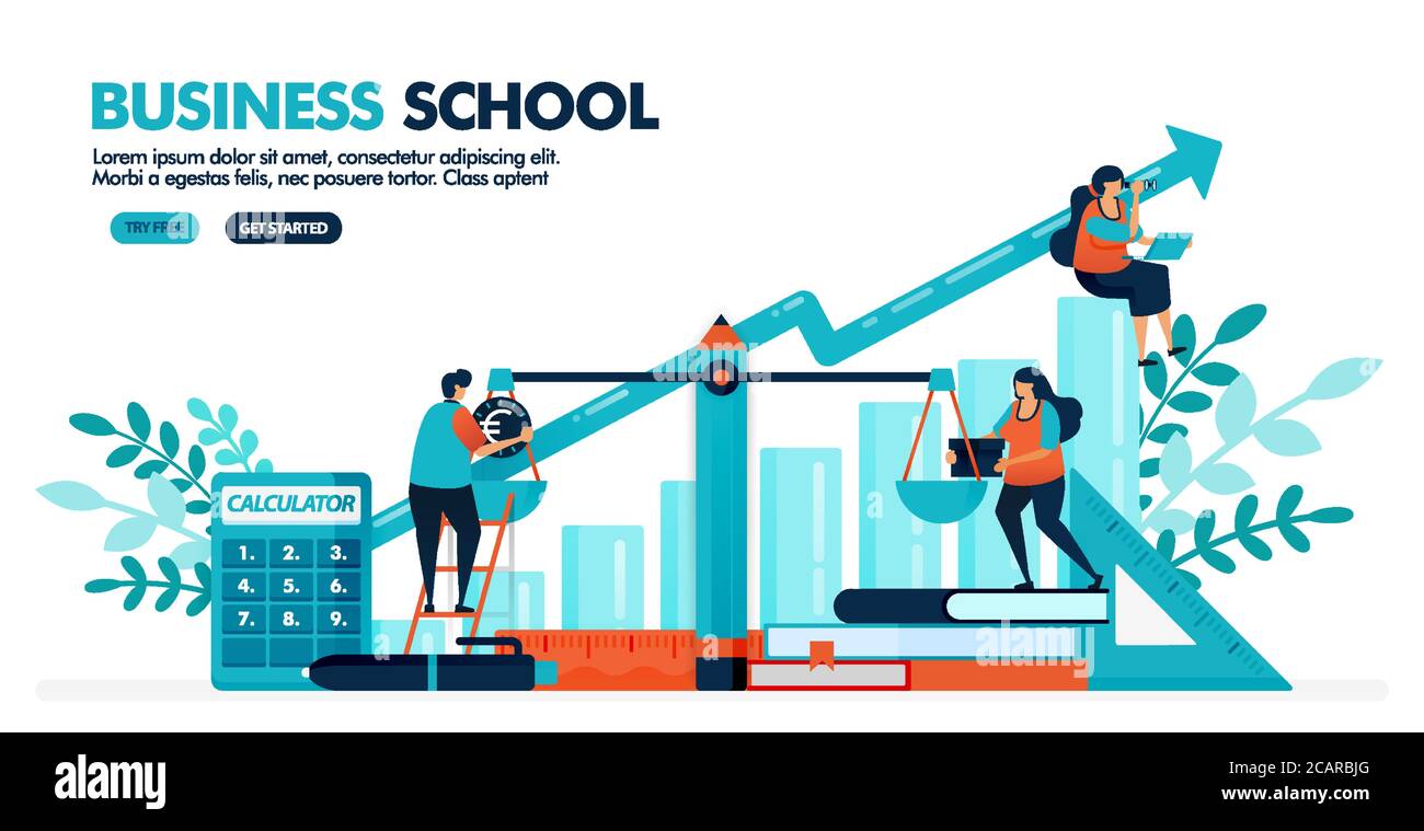Vector illustration of people are calculating balance sheet on the ...
