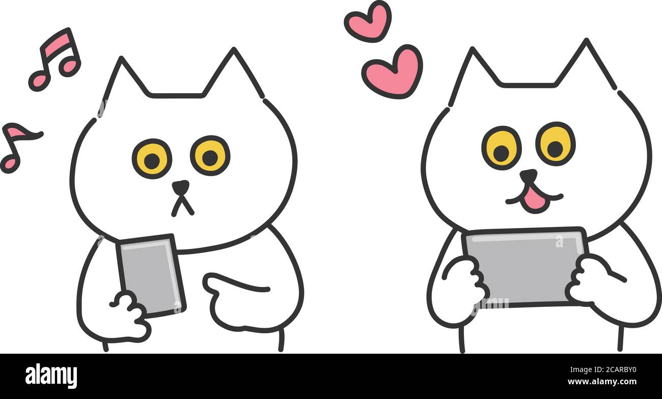 White cat play smartphone hi-res stock photography and images - Alamy