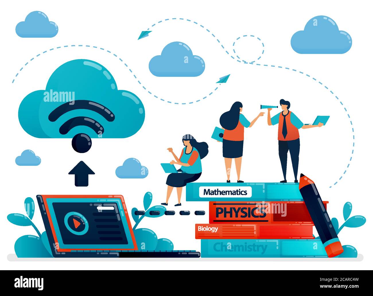 Online learning or e-learning with cloud internet database. Store ...