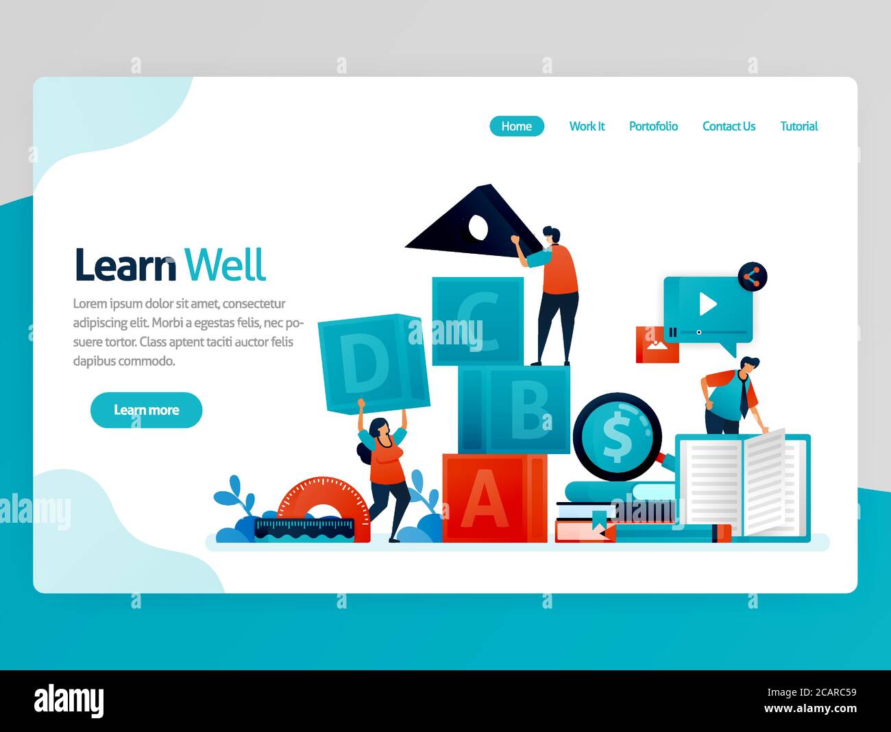 Vector illustration for learn well landing page. Learning well ...