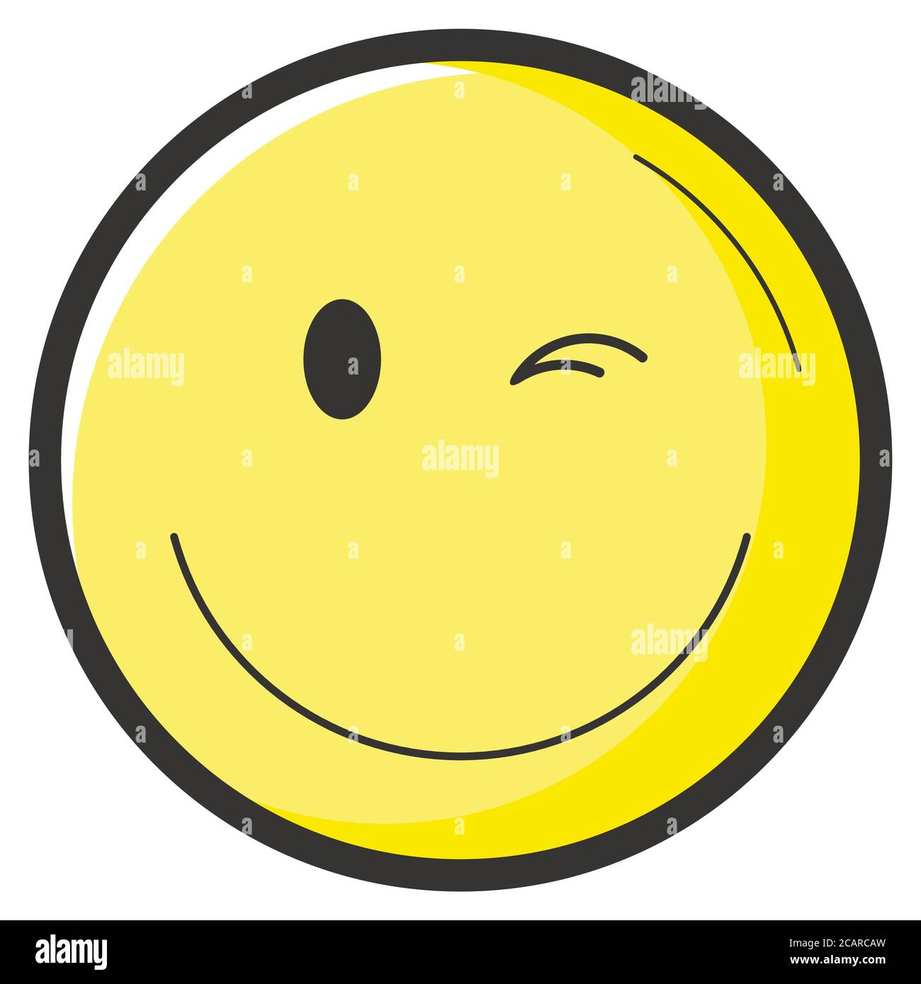 Winking smiley. World Smile Day, October 4th banner. Cute happy round ...