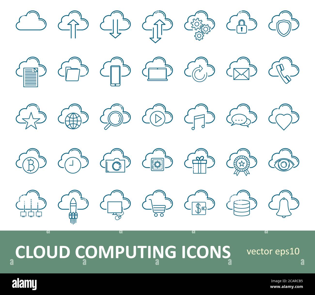 Computer cloud. Vector icon set. Cloud computing. Internet technology ...