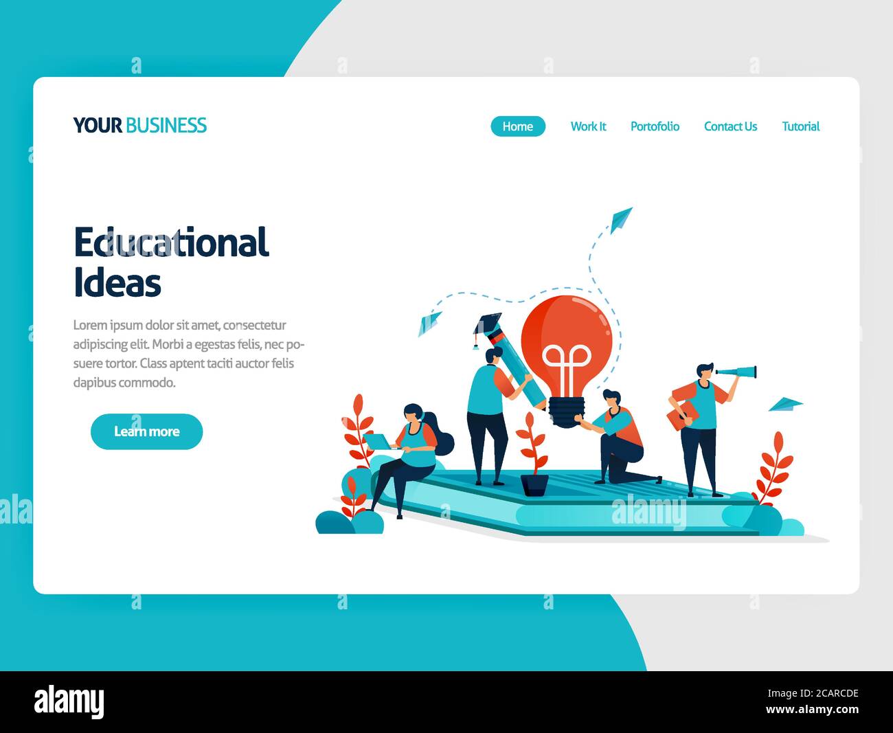 Ideas and inspiration in learning and education. People sitting on ...