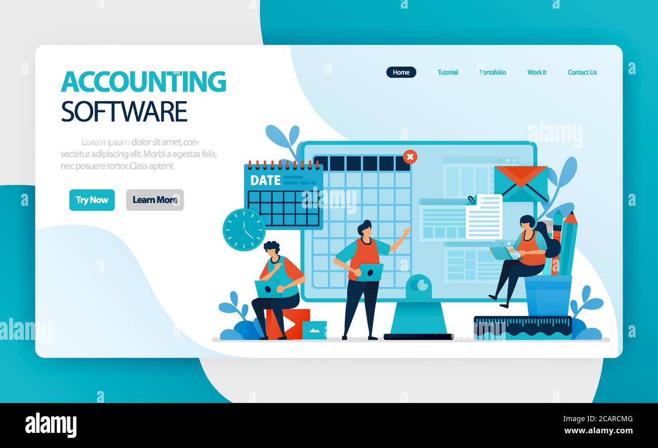 landing page of accounting software. Accounting process of recording ...