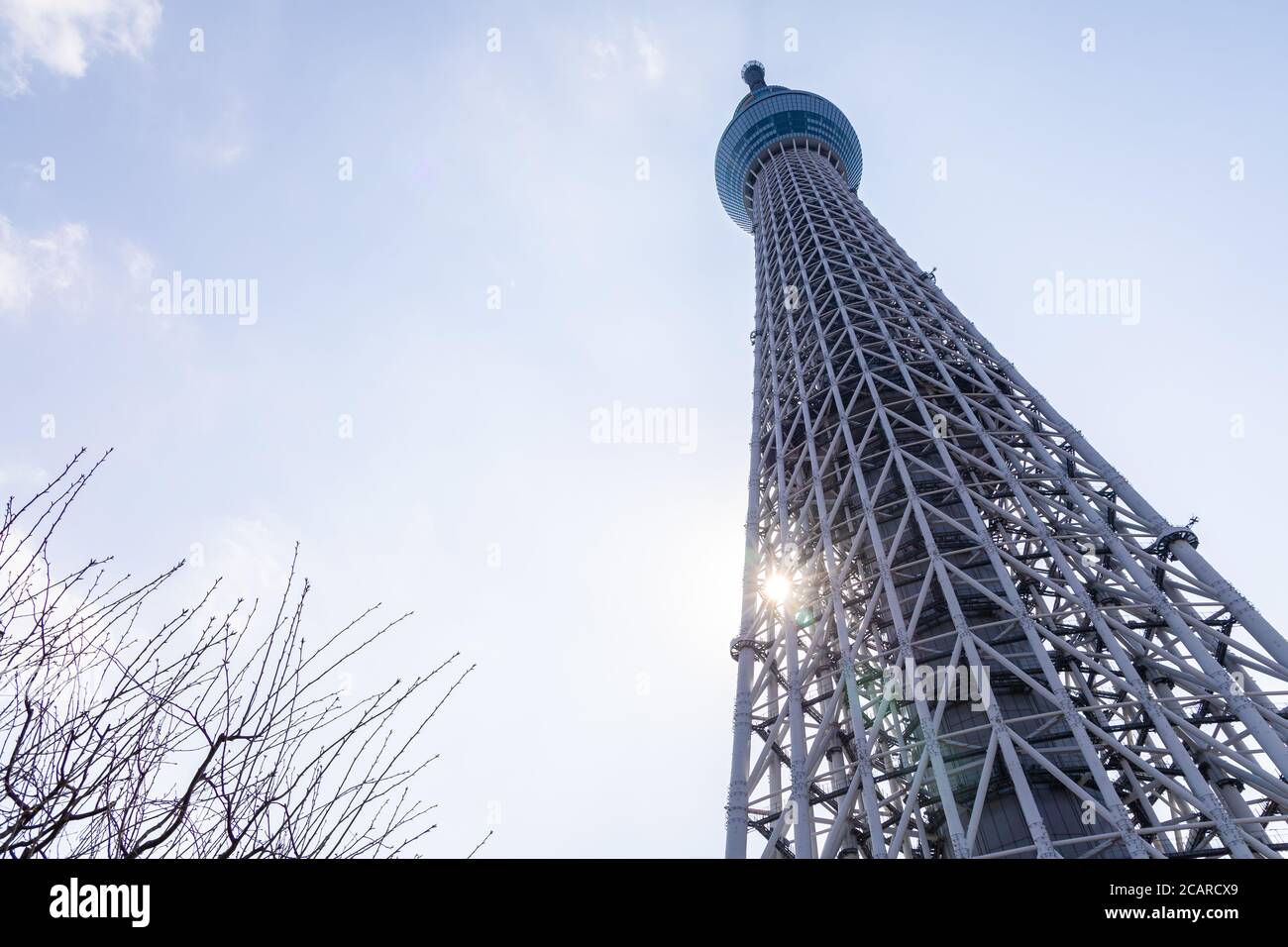A part of Japan Tokyo skytree tower building with blue sky Stock Photo ...