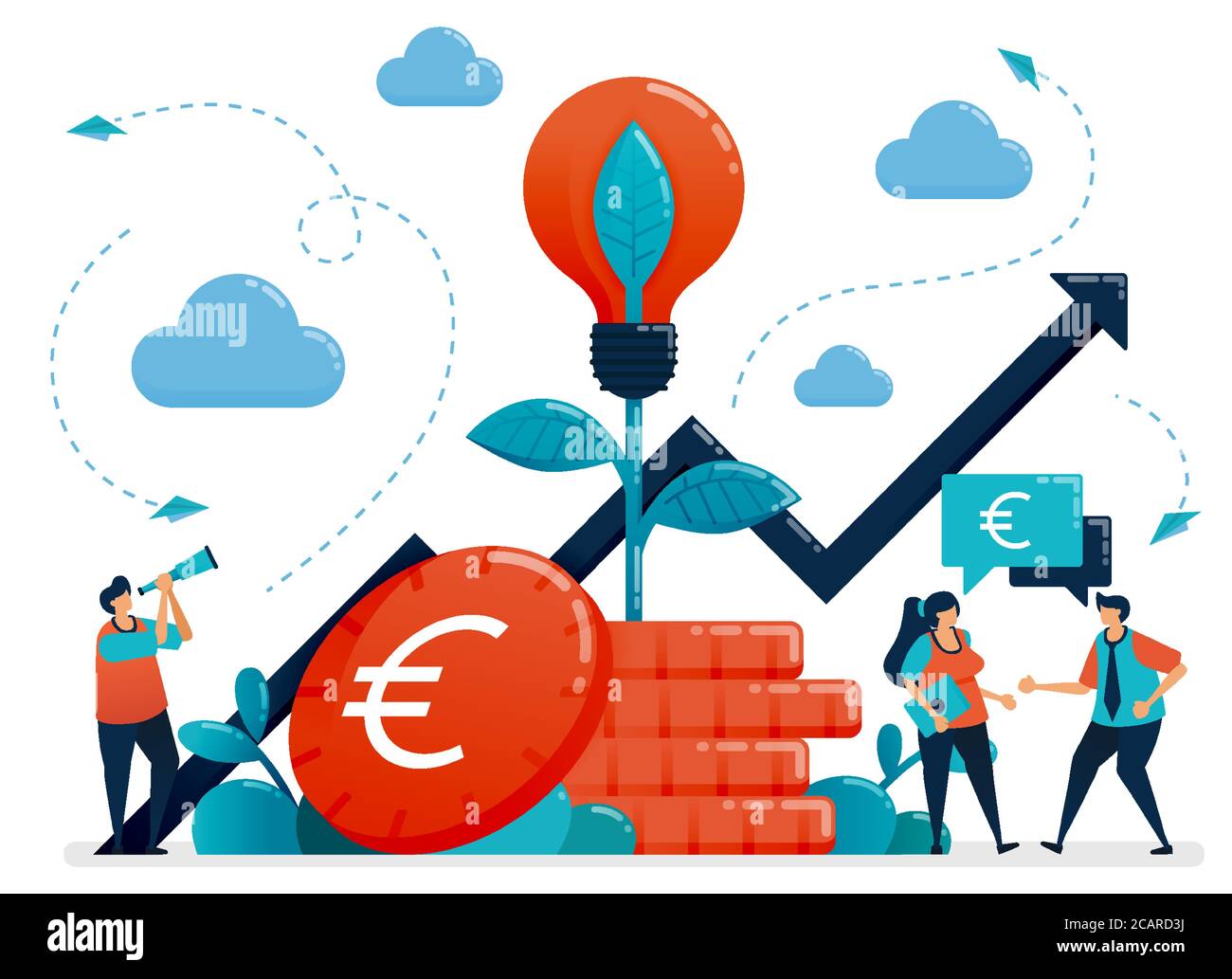 Ideas for investment. Bank interest and savings growth. Light bulb ...