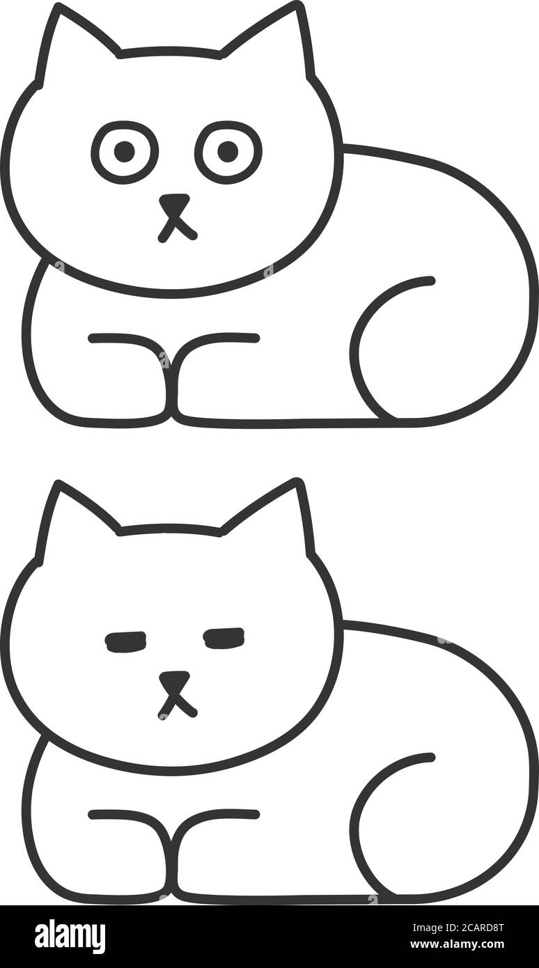 Set of white cats sit in a loaf. Vector illustration isolated on white ...