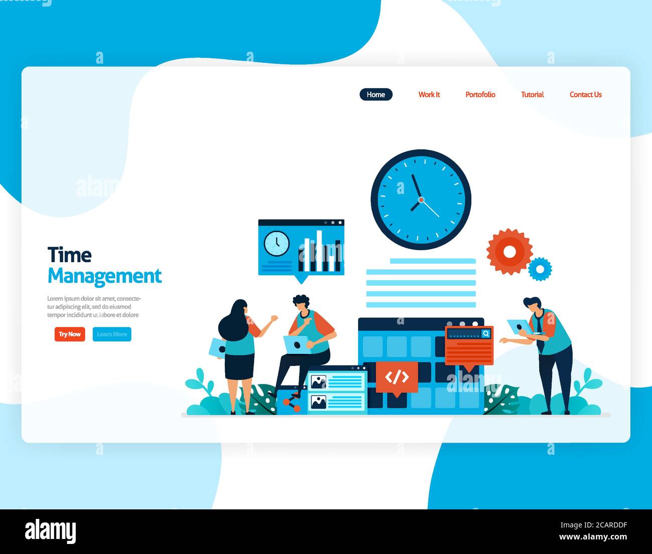 Landing page vector of time management and scheduling jobs project ...