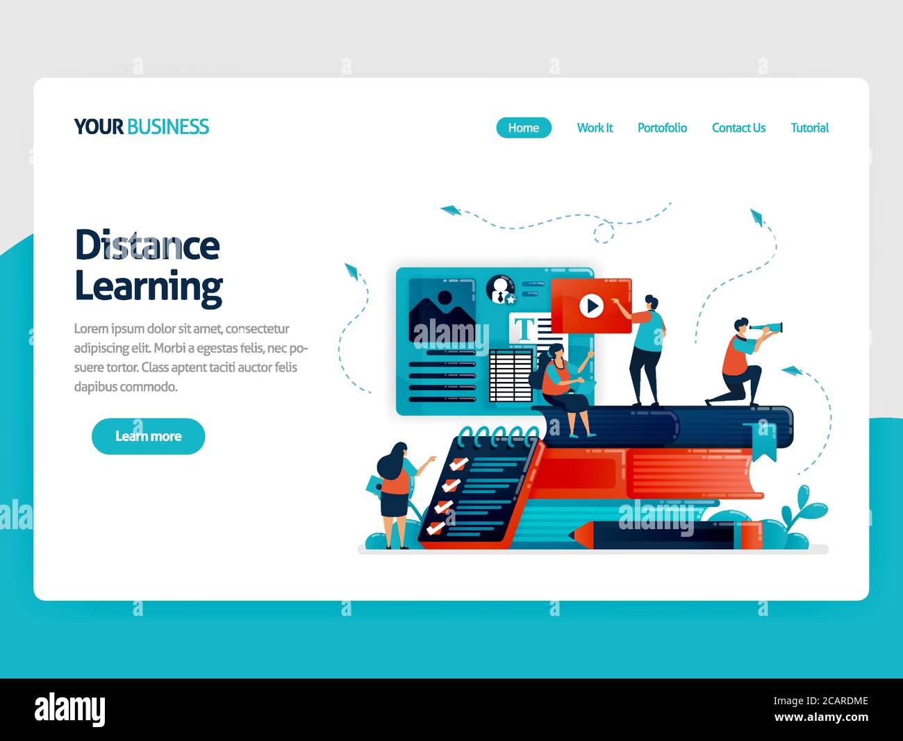 Distance learning with e-learning. Modern education, digital courses ...