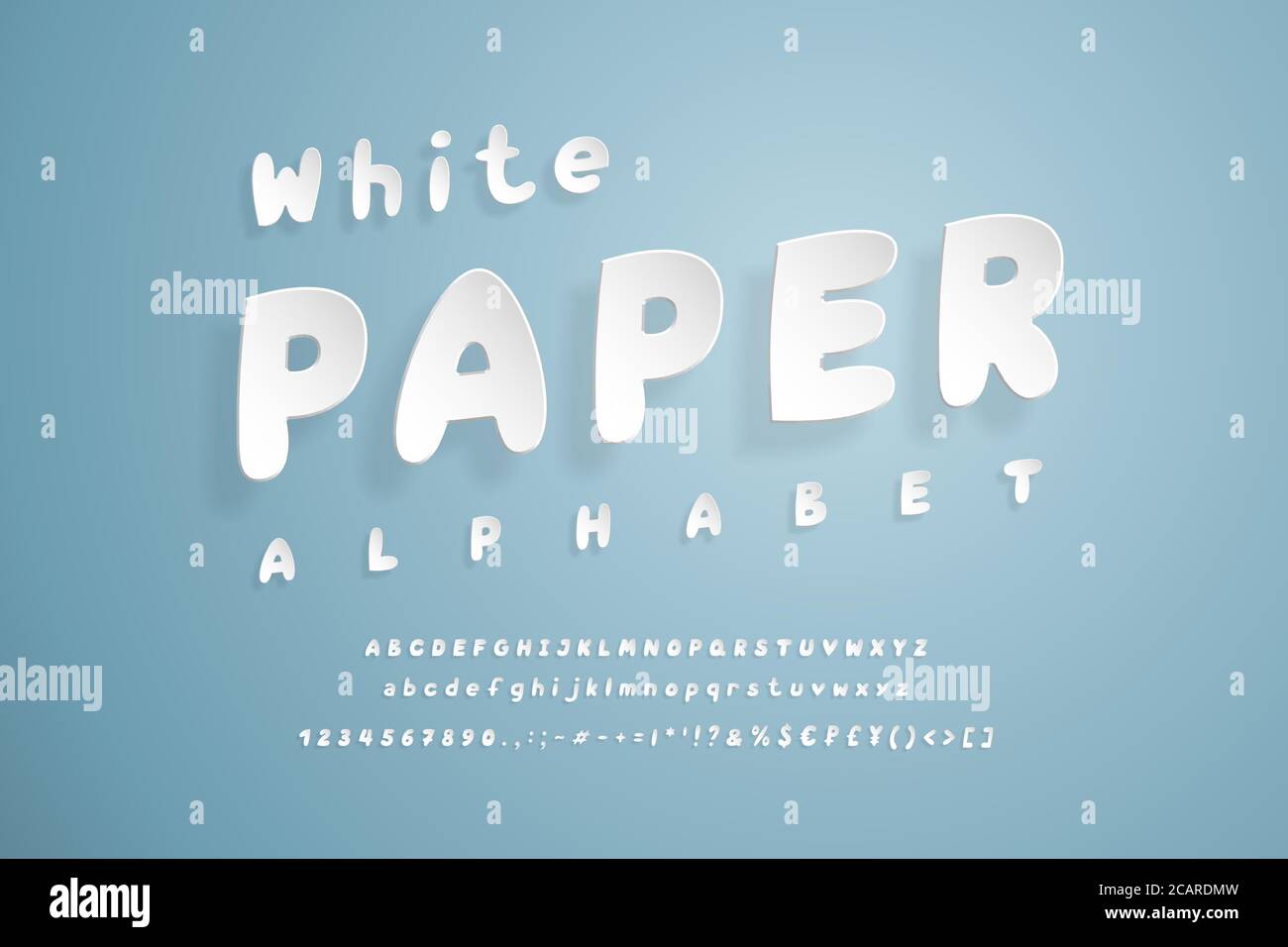 Paper Italic alphabet. Bold white font, realistic paper cut out style ...