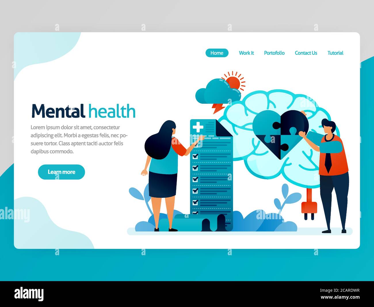 Mental health illustration. People check mentally and psychologically ...