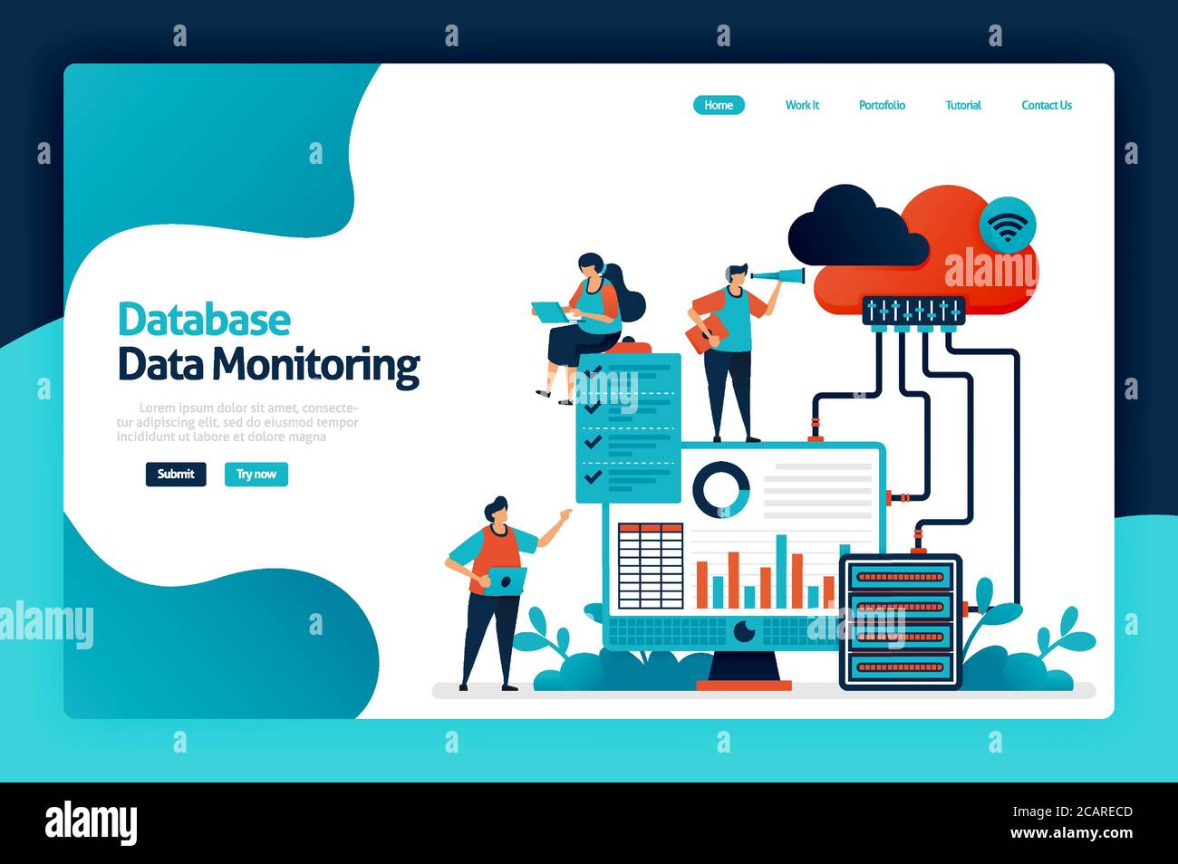 Database data monitoring landing page design. maintain user data ...