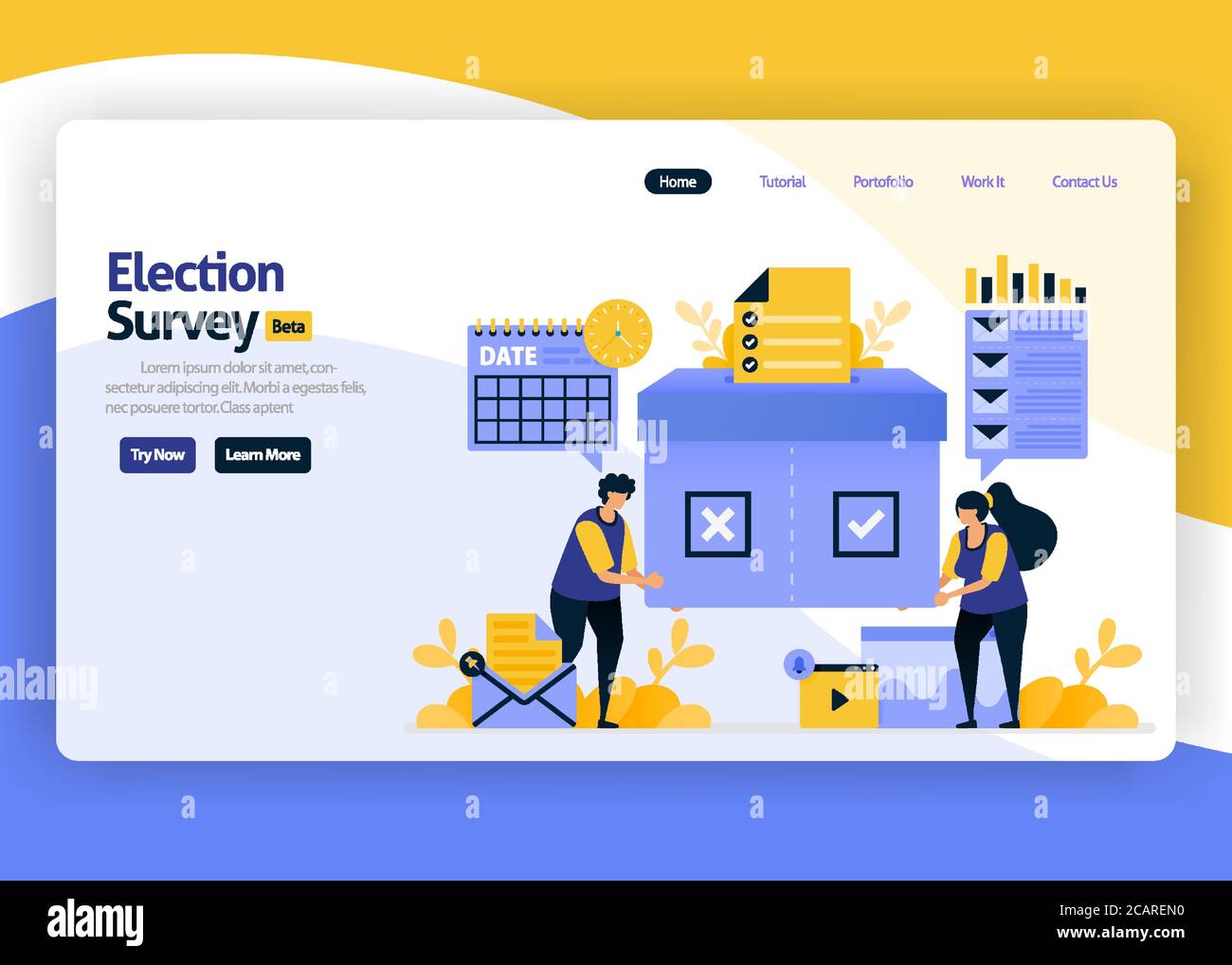 landing page vector flat design illustration of satisfaction surveys ...