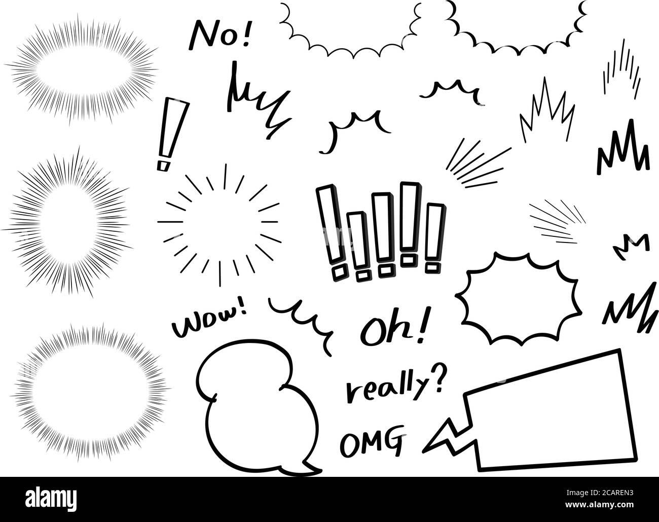 Hand drawn set of speech bubbles. Black and white vector illustration ...