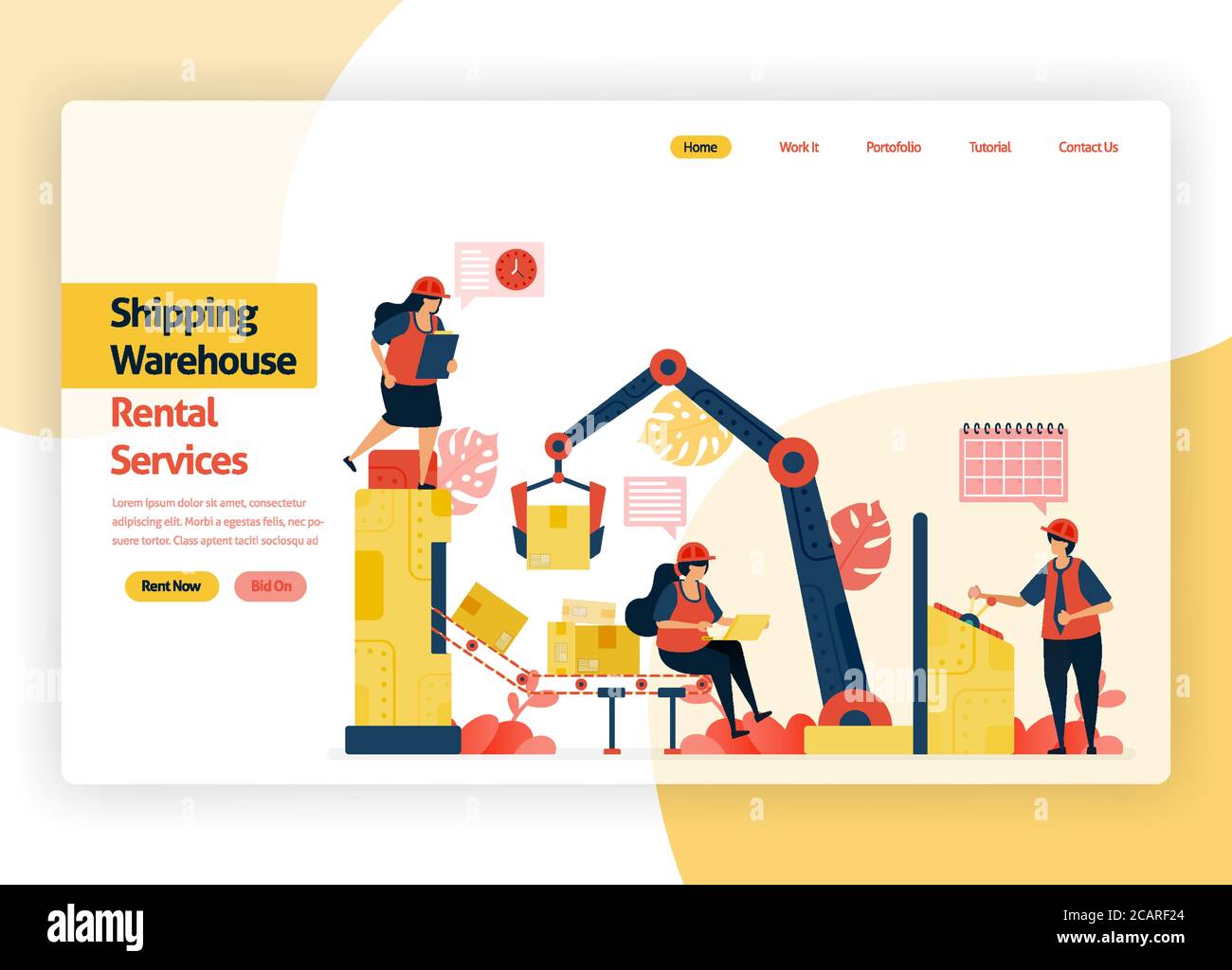 welcome page website for warehousing rental service companies, delivery ...
