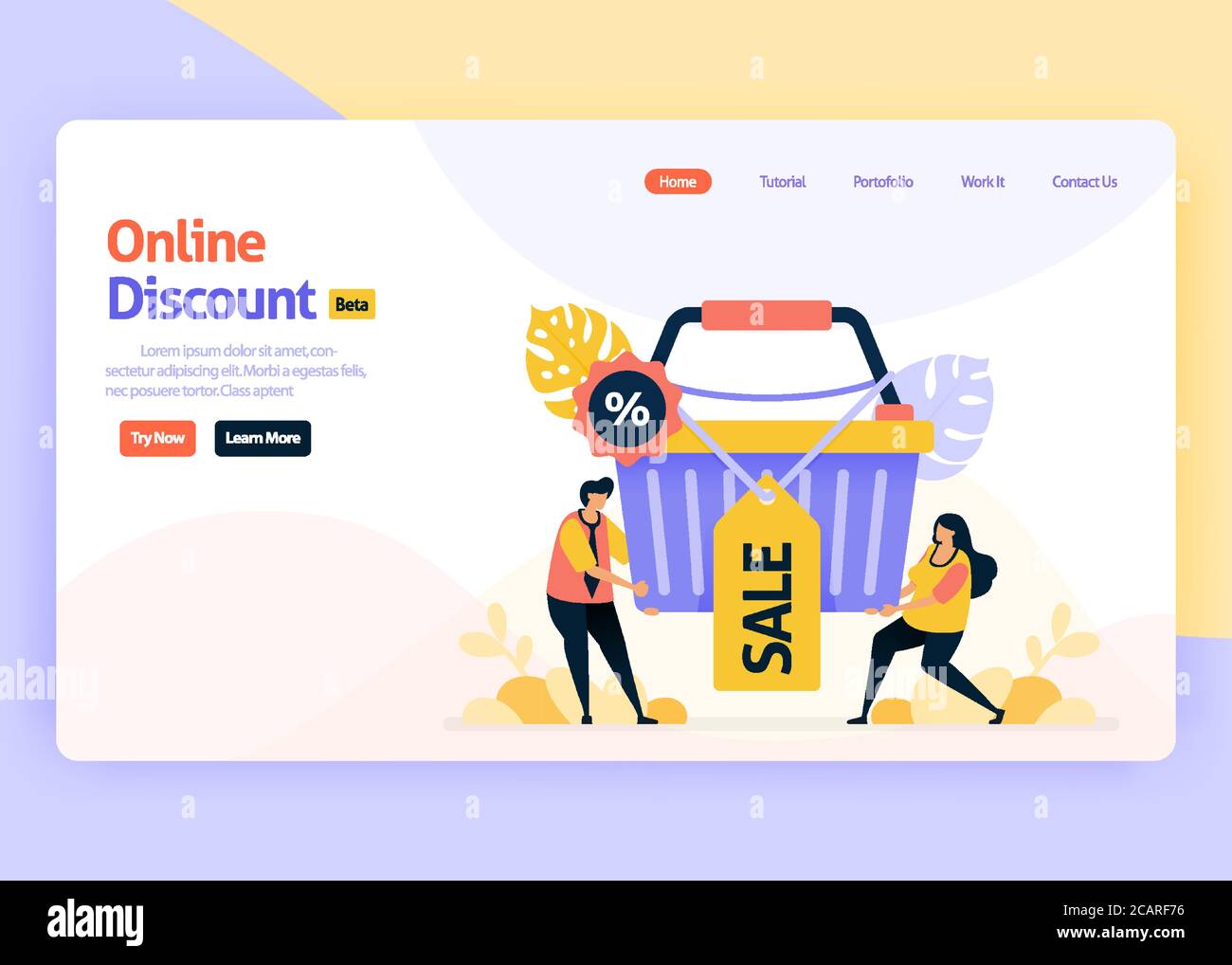Vector illustration landing page for online discounts, promotions ...