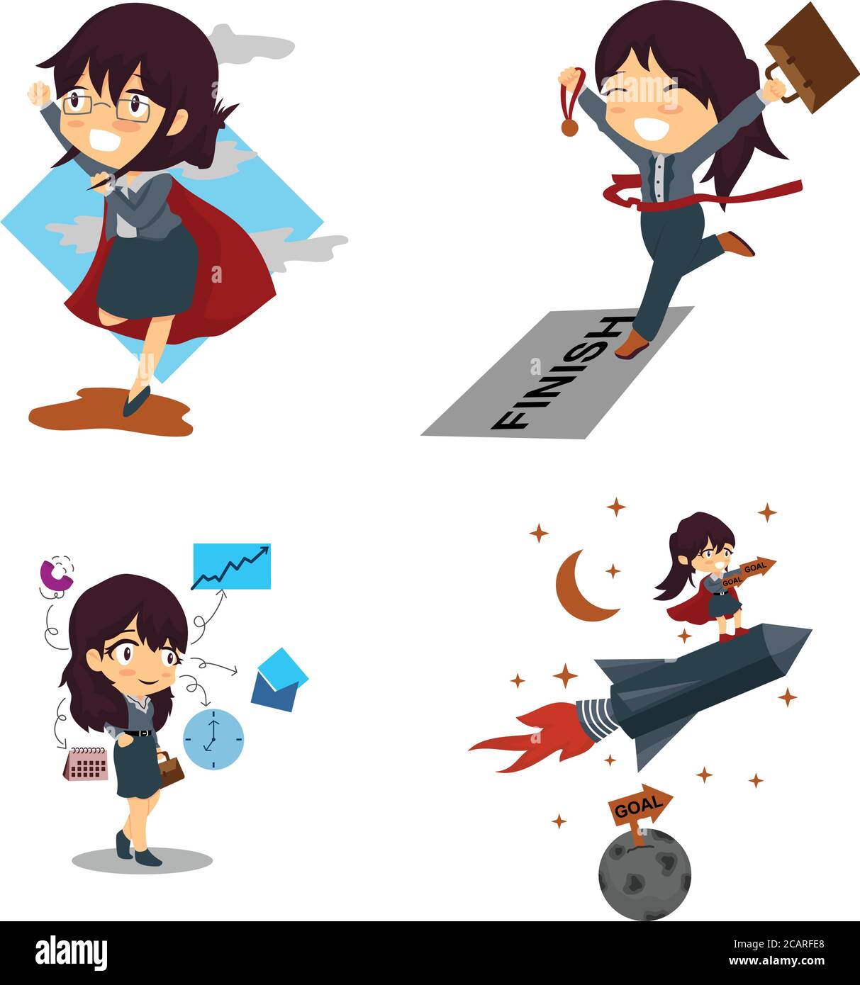 Rocket cartoon woman Cut Out Stock Images & Pictures - Alamy