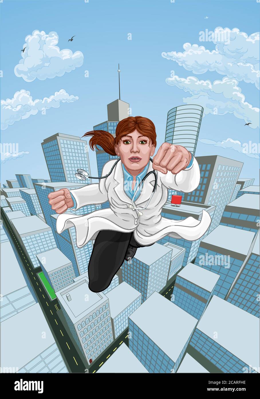 Doctor Superhero Flying Comic Book Super Hero Stock Vector Image & Art ...