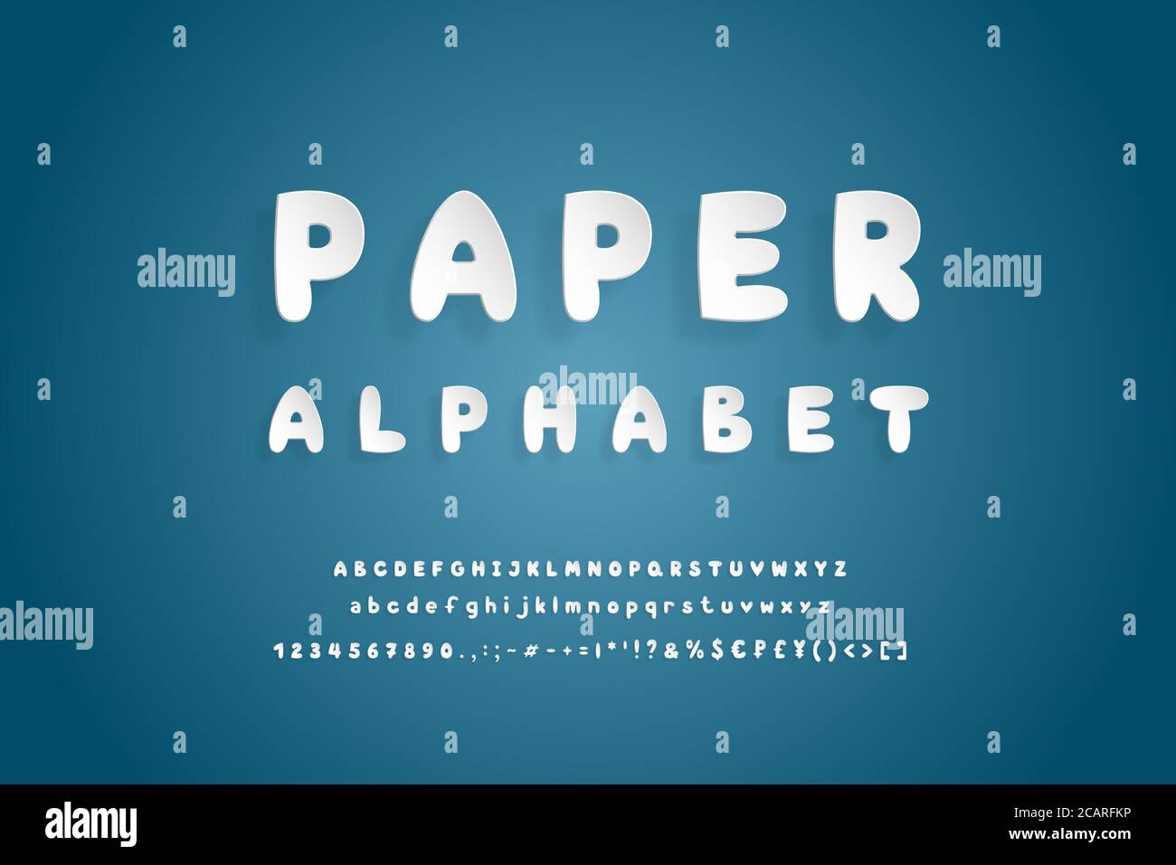Paper alphabet. Bold white font, realistic paper cut out style ...