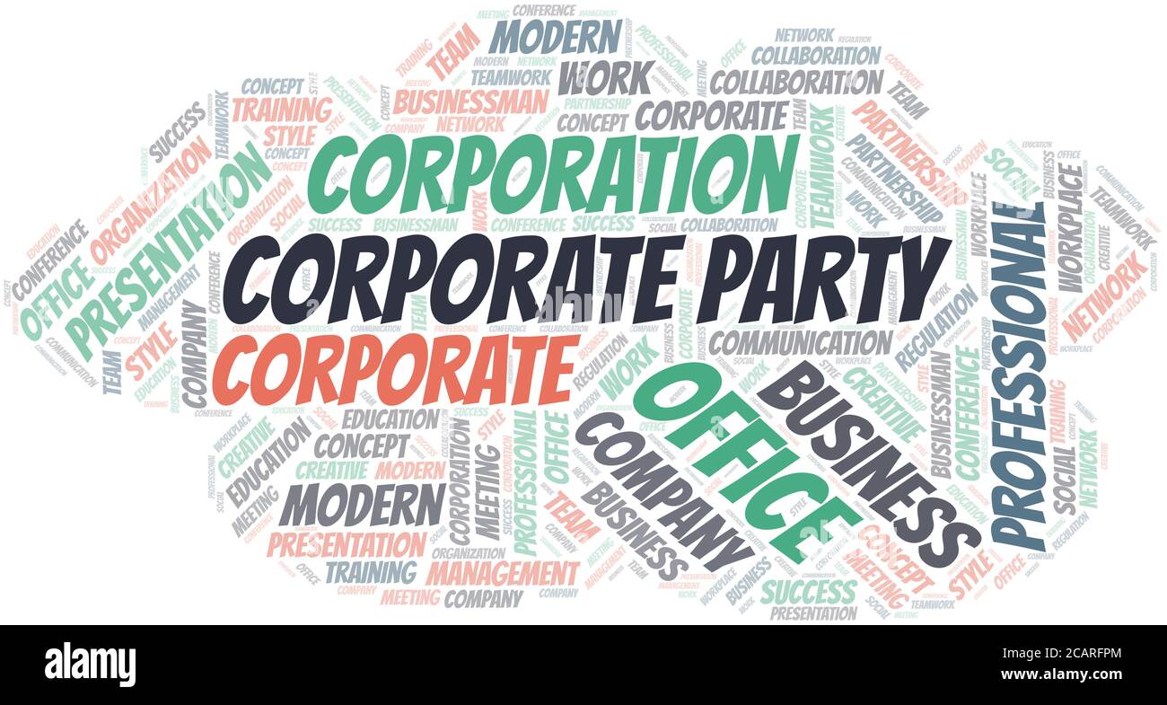 Corporate Party vector word cloud, made with the text only Stock Vector ...