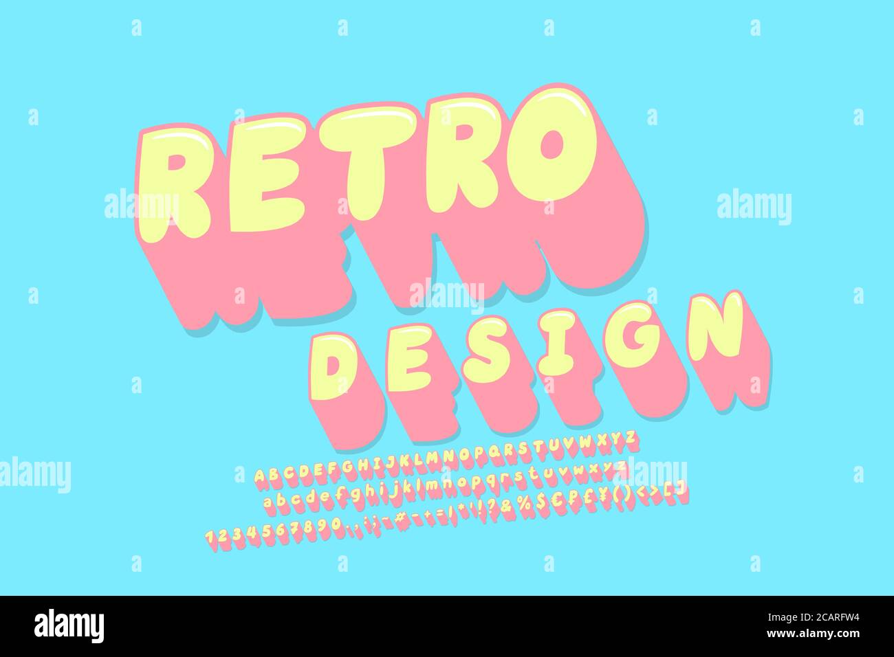 Retro style italic alphabet, long shadow vintage design. Pink yellow vector font, uppercase and ...