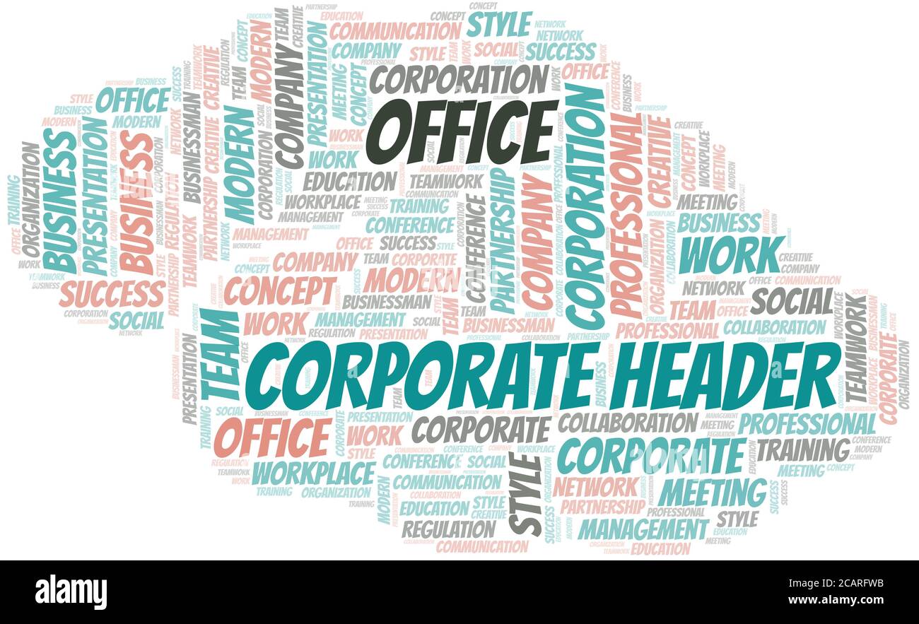 Corporate Header vector word cloud, made with the text only Stock ...