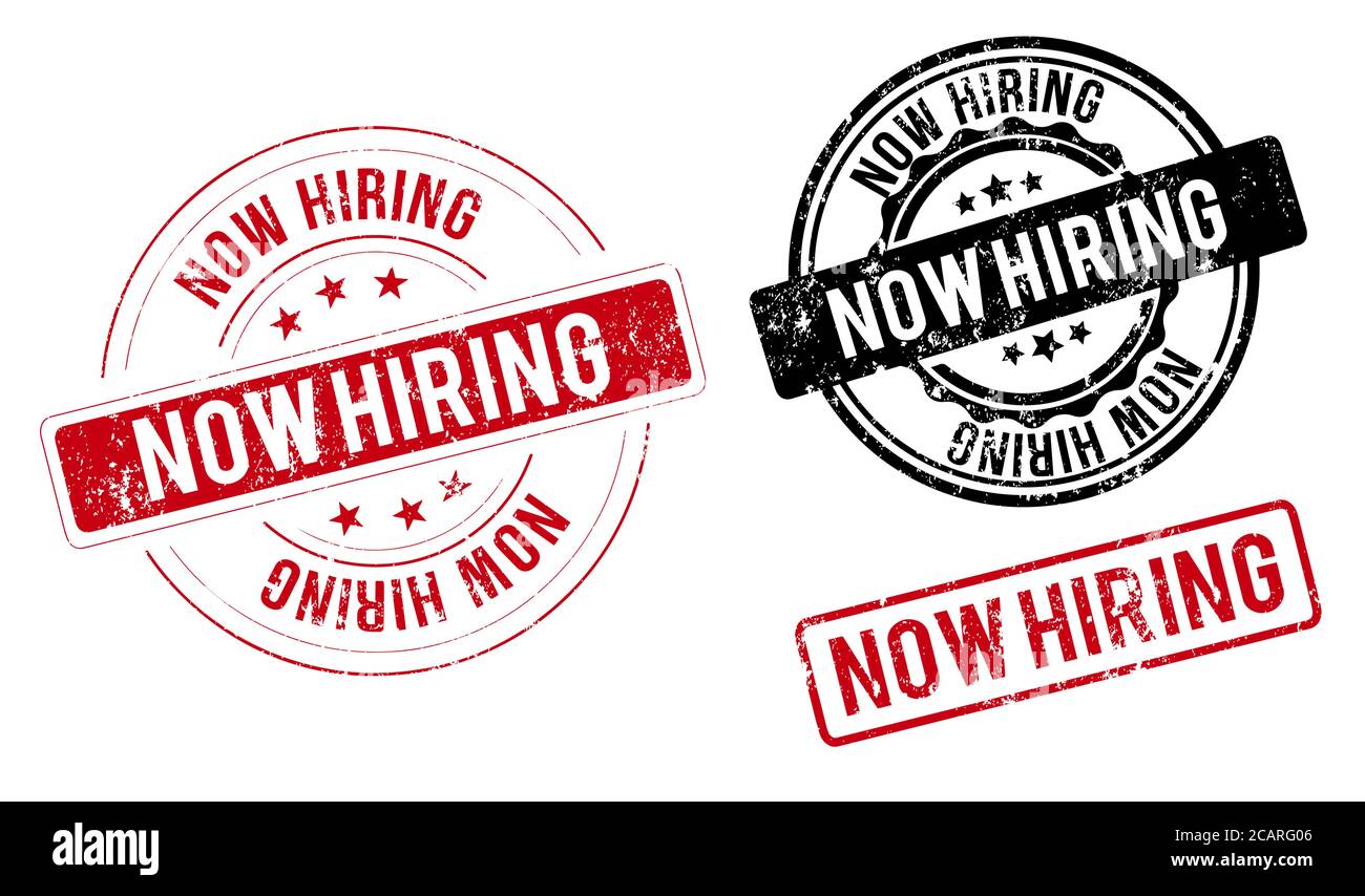 now hiring label. now hiring red band sign. now hiring. now hiring ...
