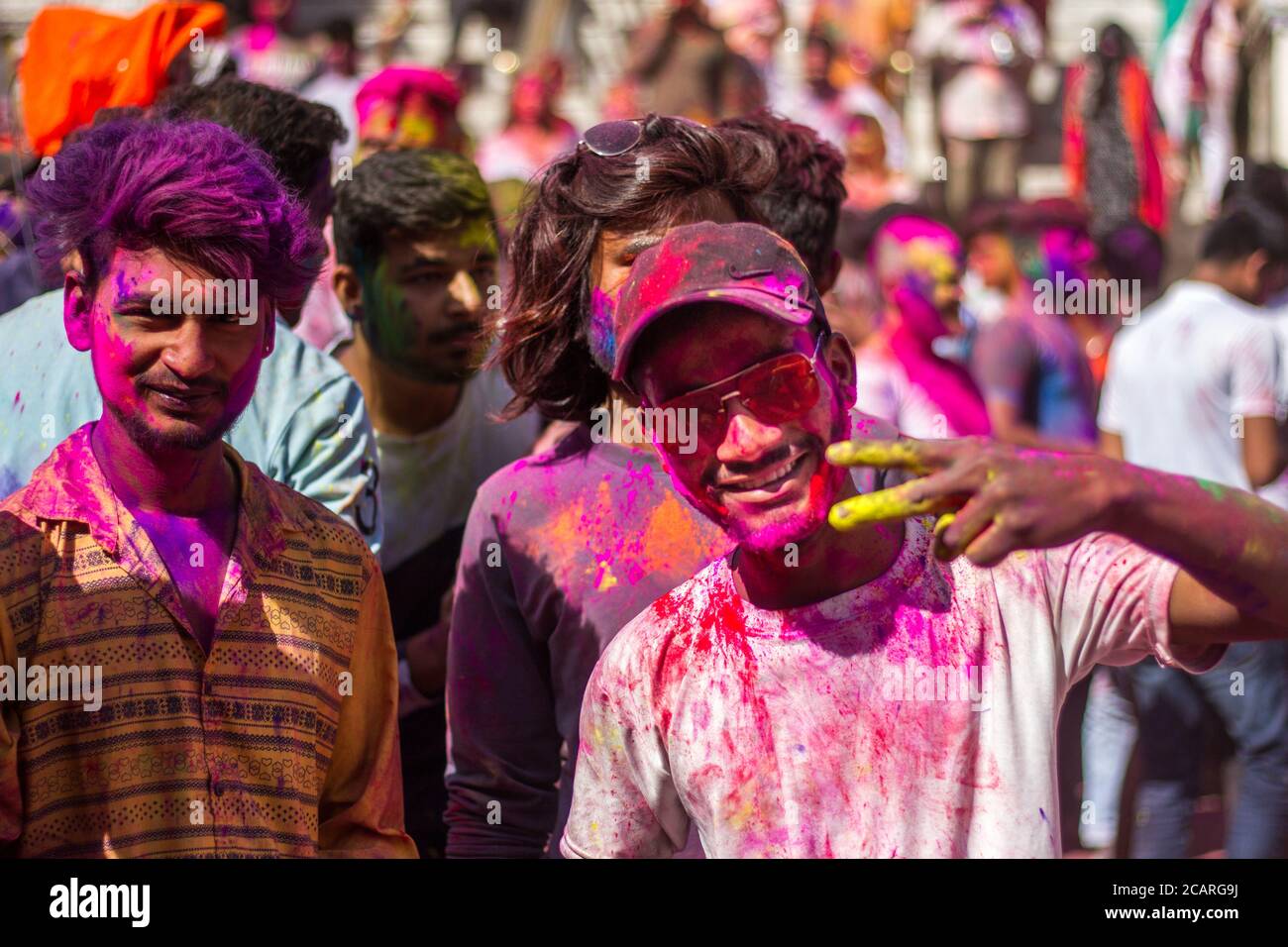 Holi Festival, celebrated in Udaipur, March 2020. Hindus celebrate the ...