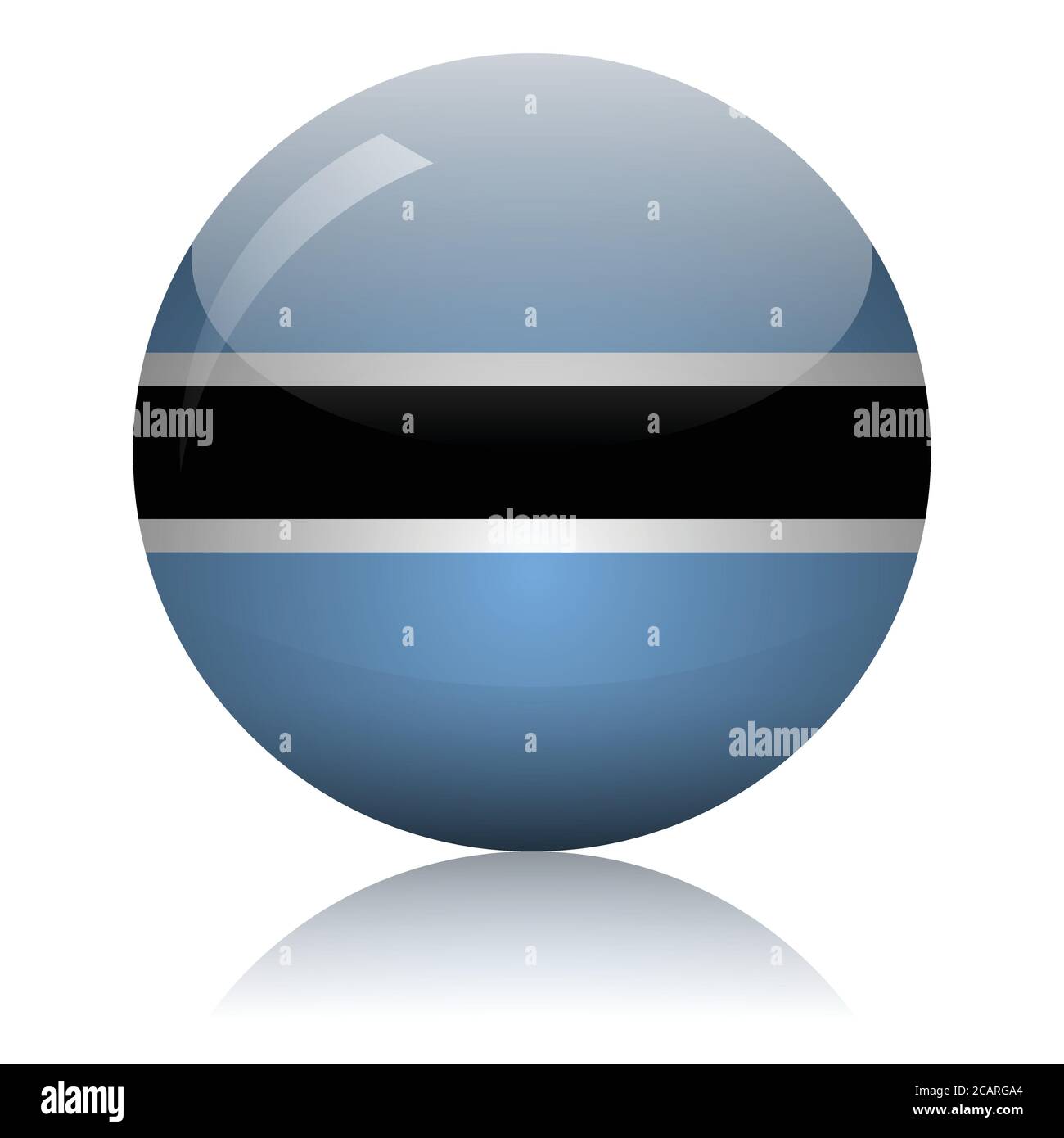 Botswanas Flag Glass Ball On Light Mirror Surface Vector Illustration