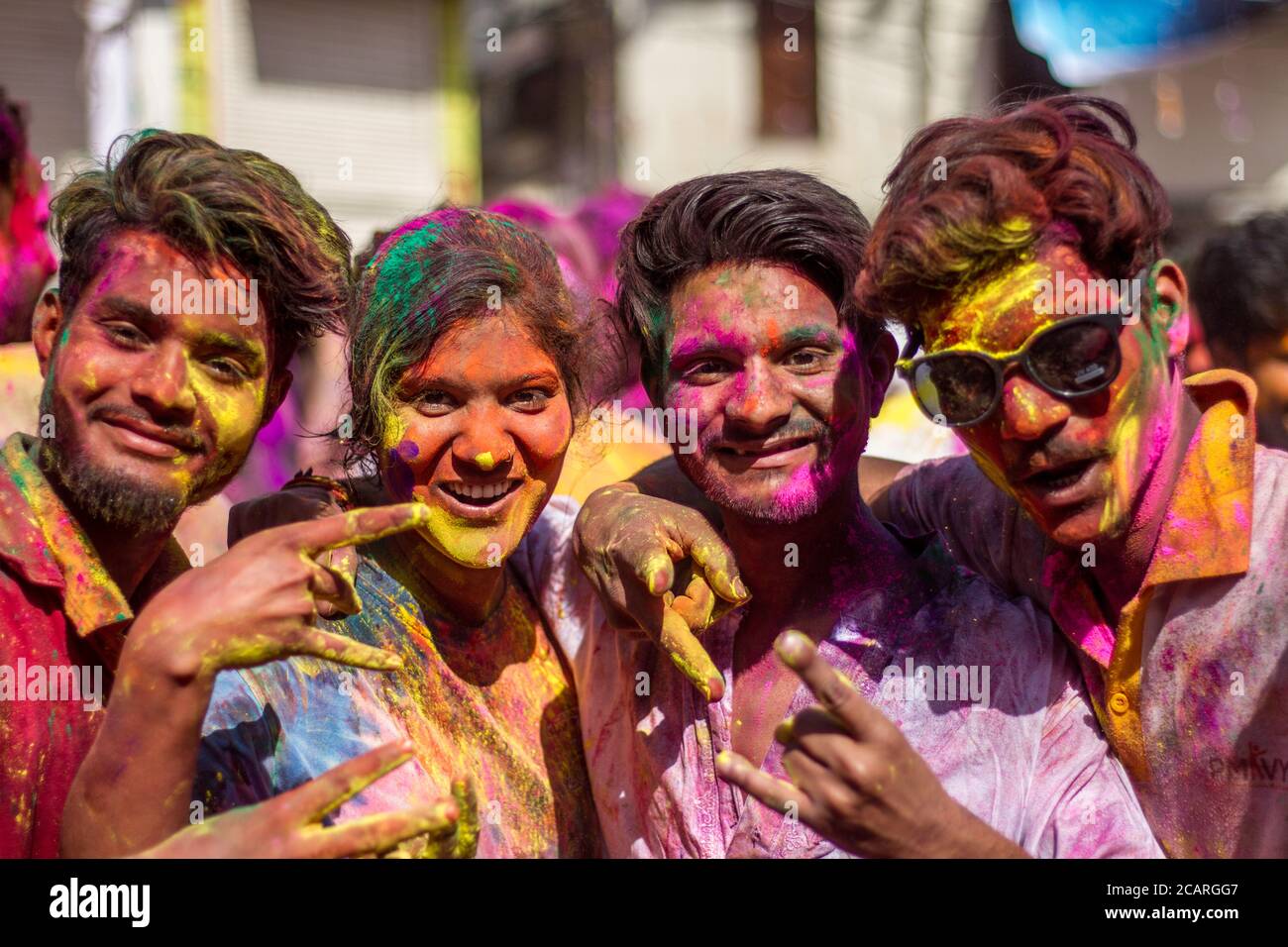Holi Festival, celebrated in Udaipur, March 2020. Hindus celebrate the ...
