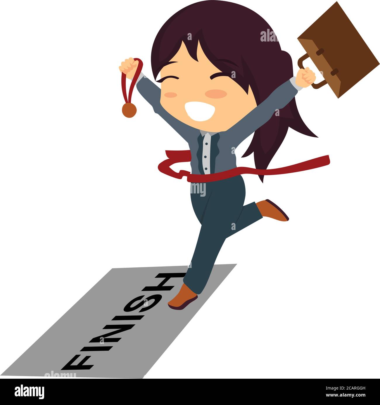 Running businesswoman crossing finish line win Vector Stock Vector ...