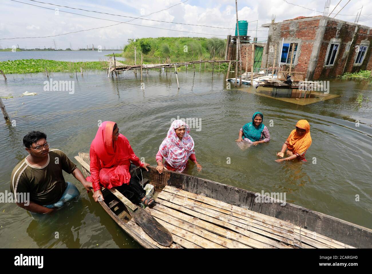 Savar, Bangladesh. 8th Aug, 2020. The flood situation has worsened with ...