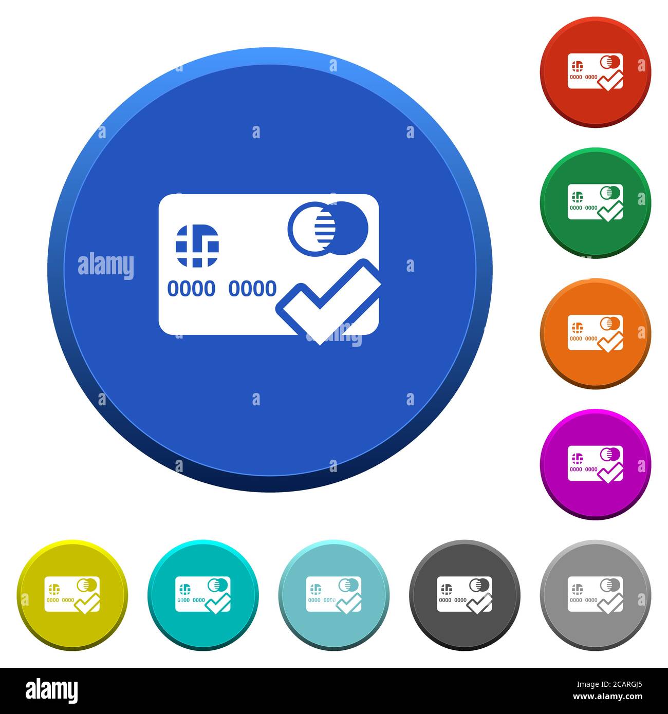 Accept credit card round color beveled buttons with smooth surfaces and ...